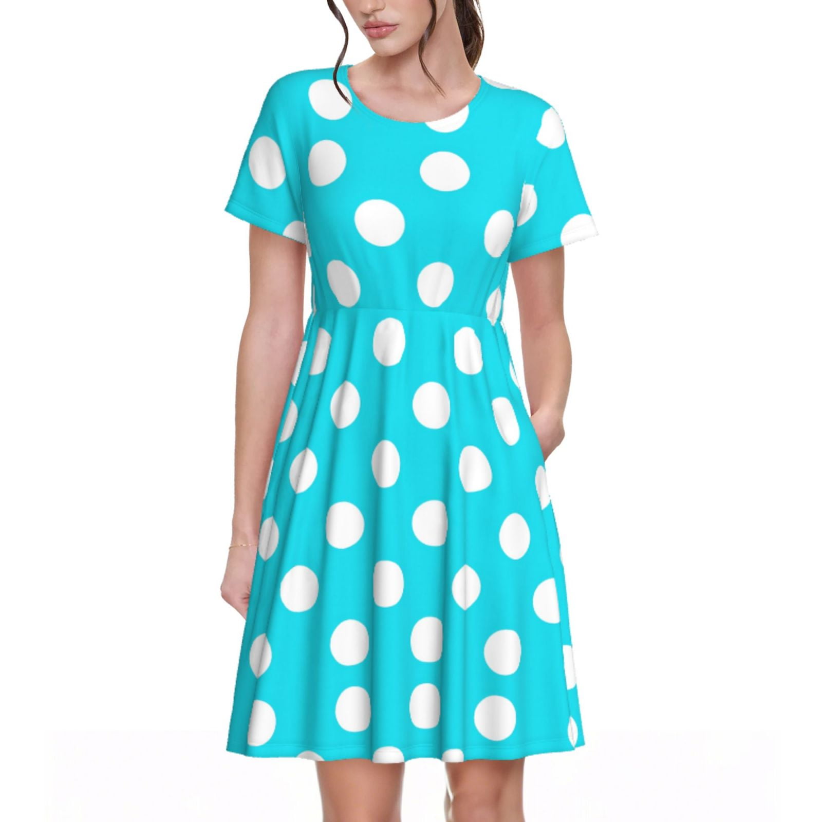 Spring Summer Dresses for Women 2025 - Aqua And White Polka Dot Wedding ...
