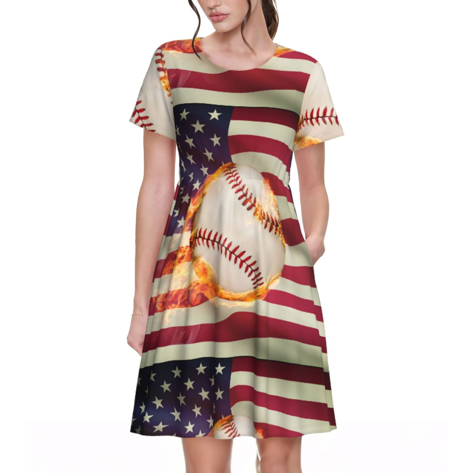 Spring Summer Dresses for Women 2025 - Baseball Ball With Flag Wedding Guest Dresses, Beach ...