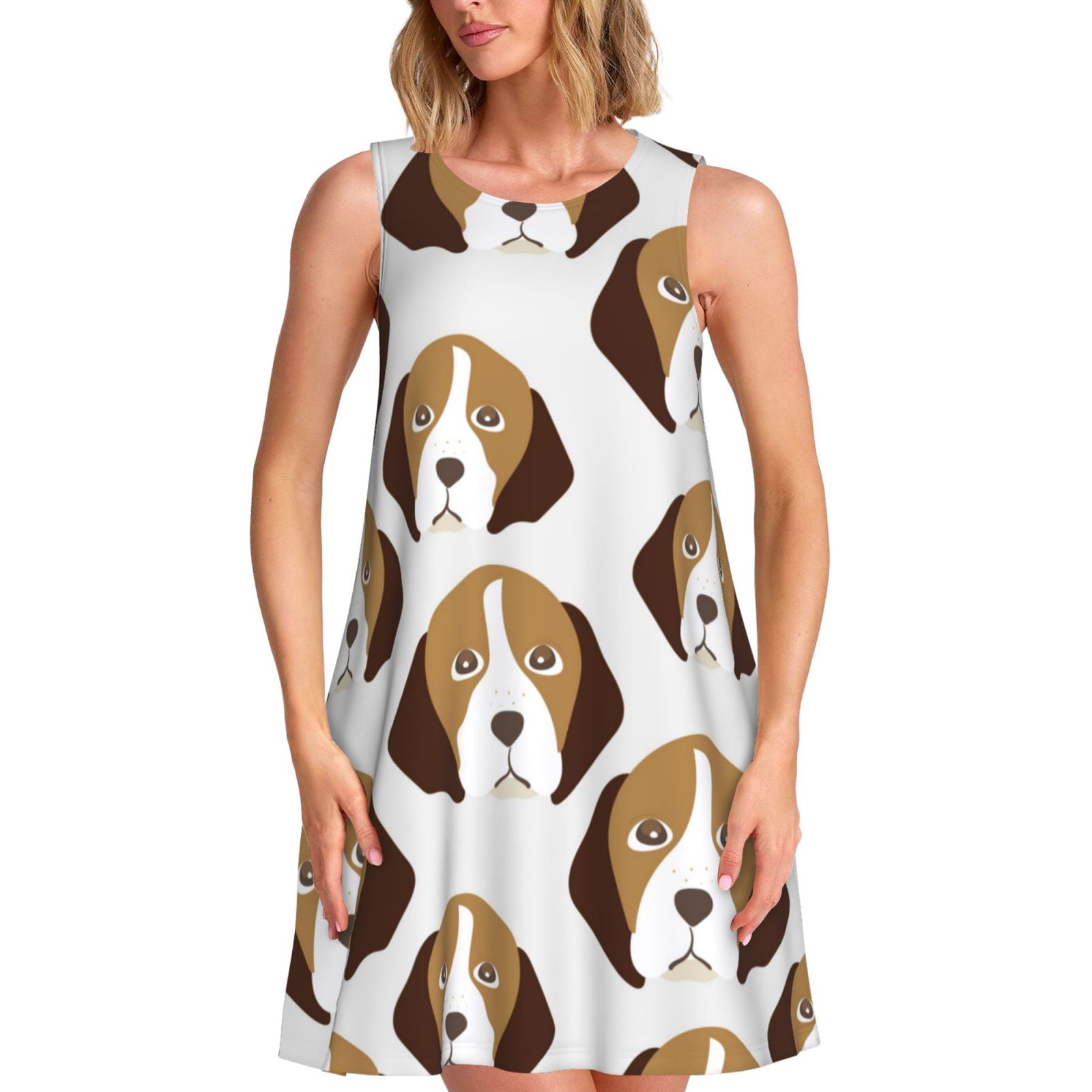 Spring Summer Dresses for Women 2025 - Beagle Dog Cartoon Beach ...