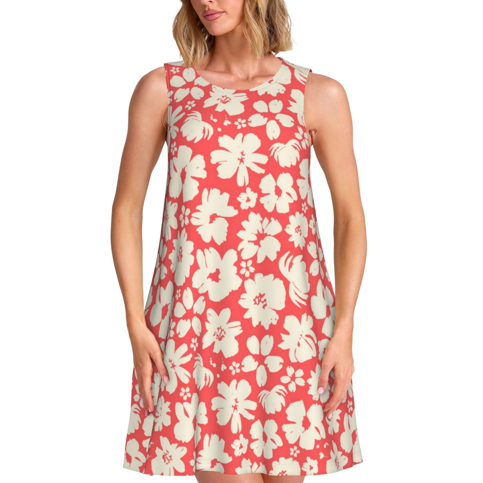 Spring Summer Dresses for Women 2025 - Beige Flowers Beach Vacation ...