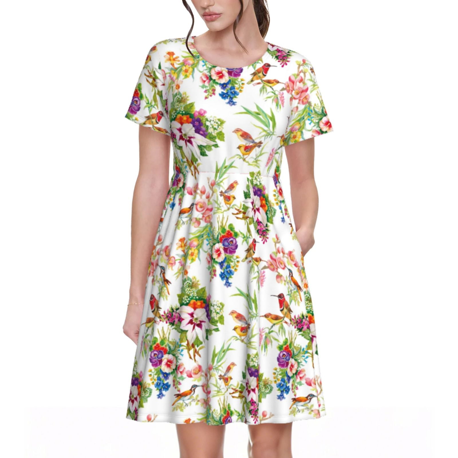 Spring Summer Dresses for Women 2025 - Birds And Flowers Beach Vacation ...