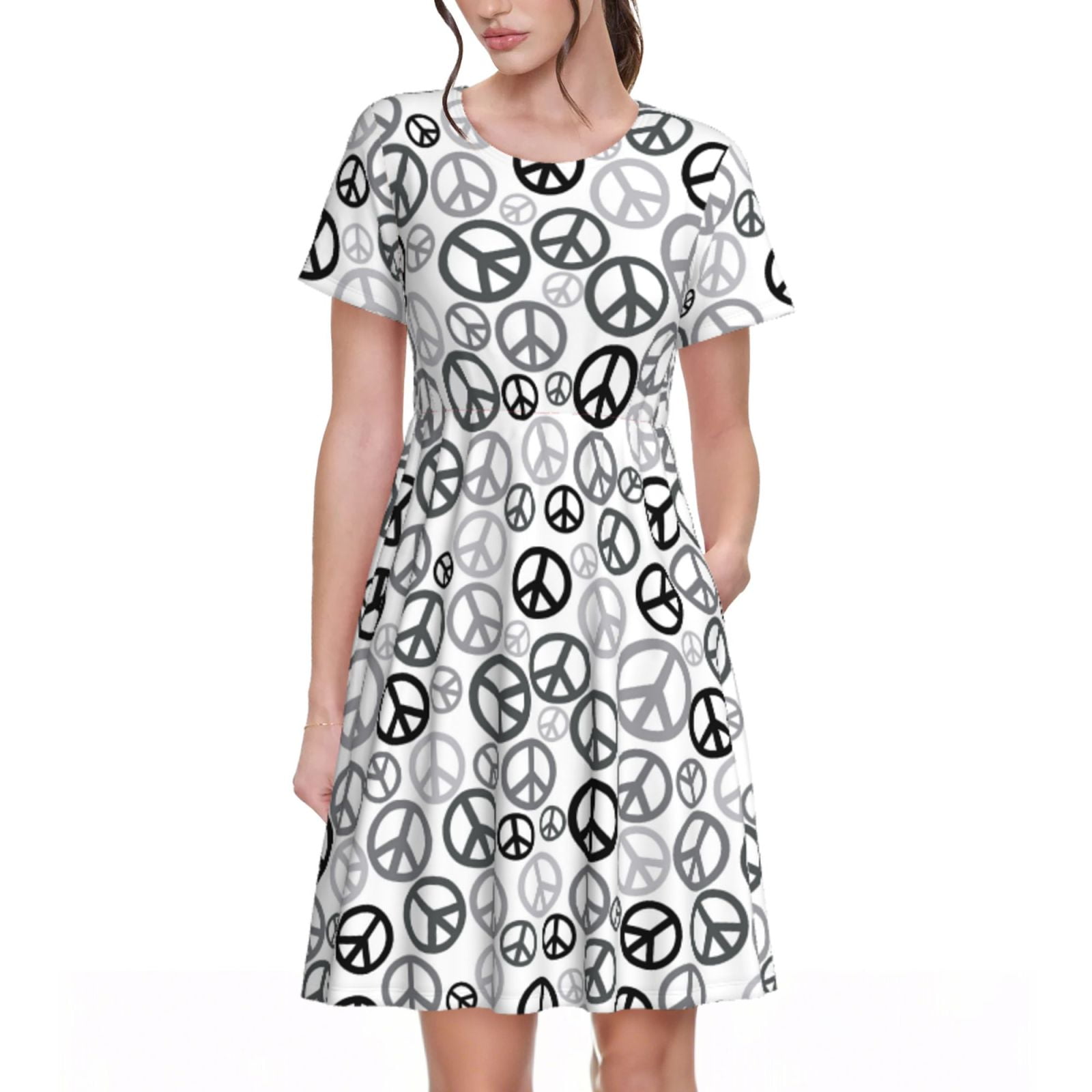 Spring Summer Dresses for Women 2025 - Black Grey Peace Sign Wedding ...