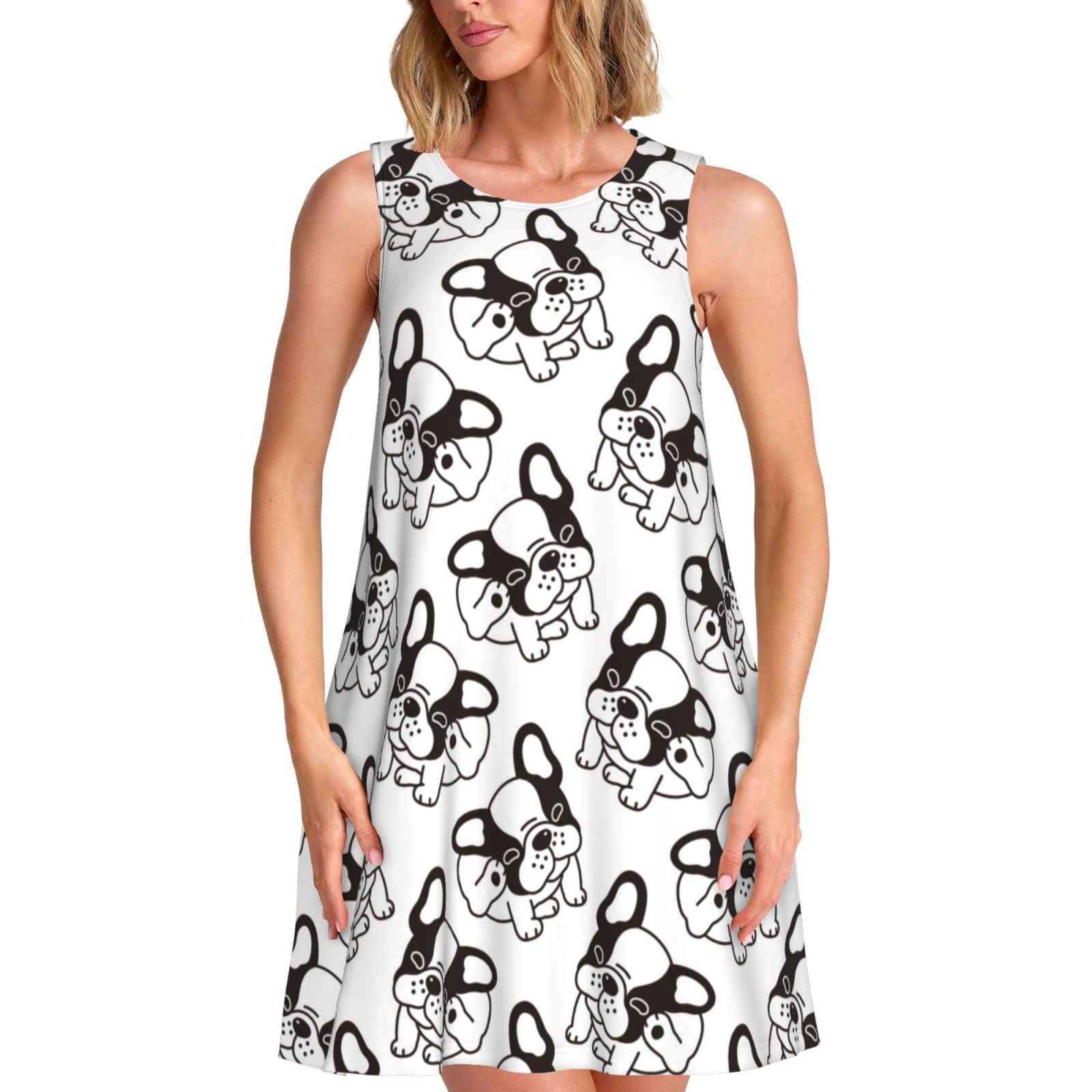 Spring Summer Dresses for Women 2025 - Black White Cute French Bulldog ...