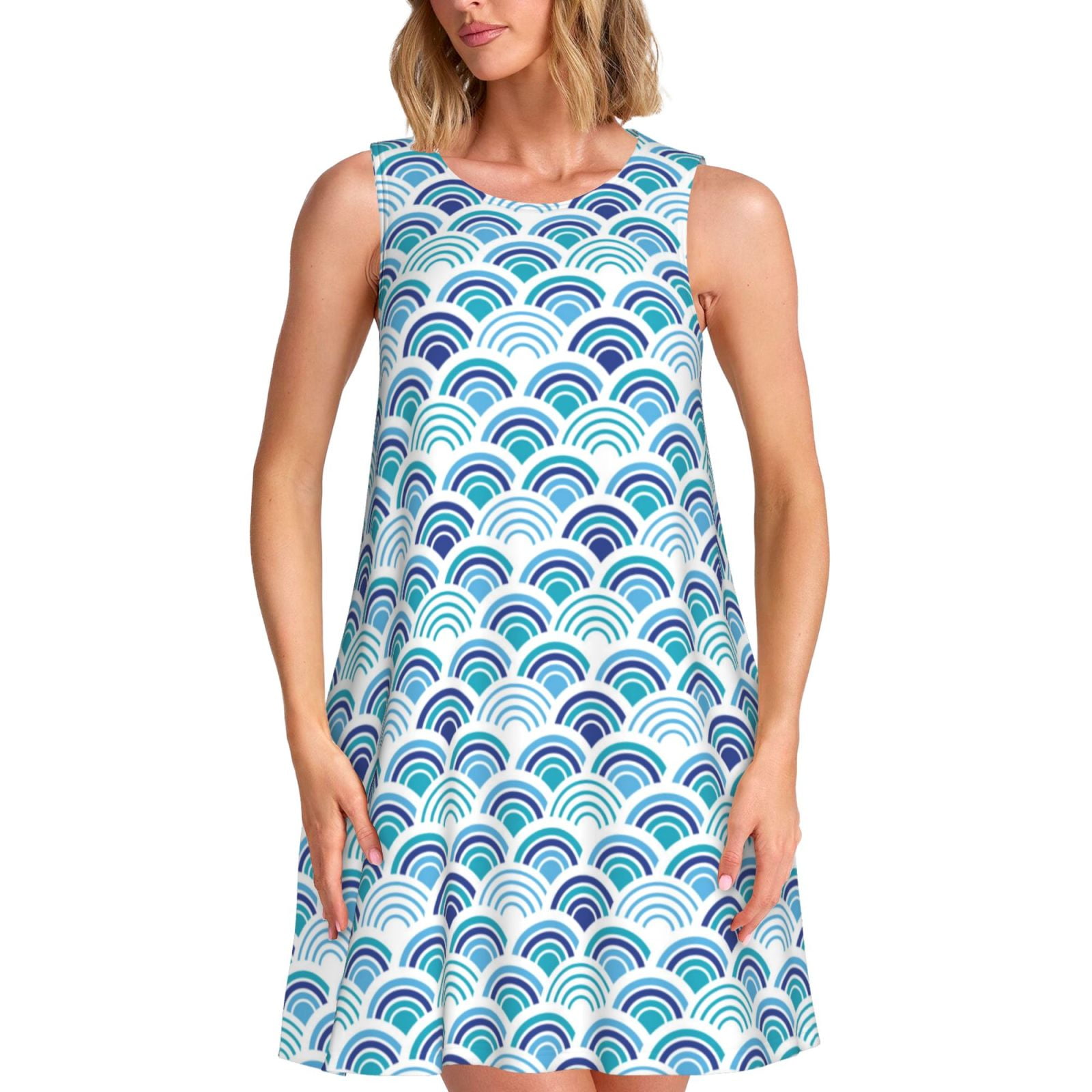 Spring Summer Dresses for Women 2025 - Blue Fish Scale Texture Beach ...
