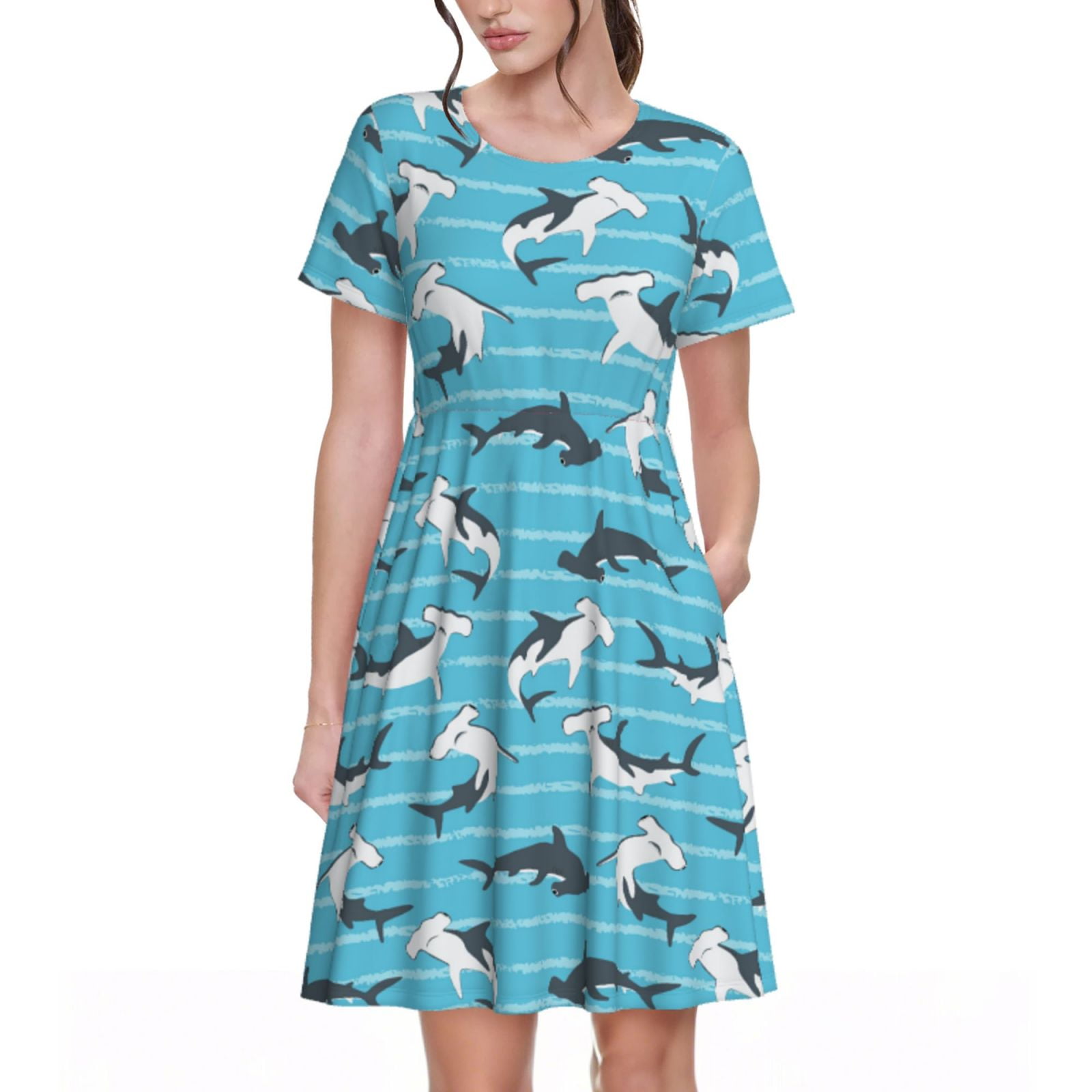 Spring Summer Dresses for Women 2025 - Blue-Striped Hammerhead Shark ...