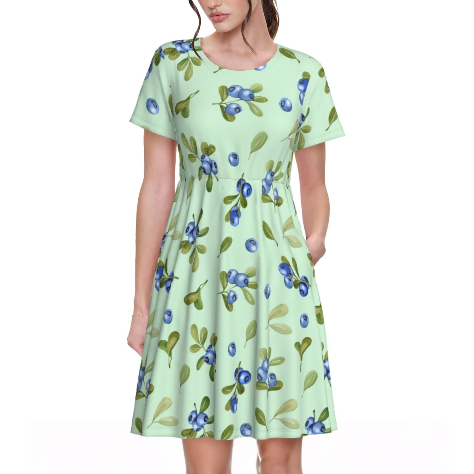 Spring Summer Dresses for Women 2025 - Blueberry Berry Print Beach ...