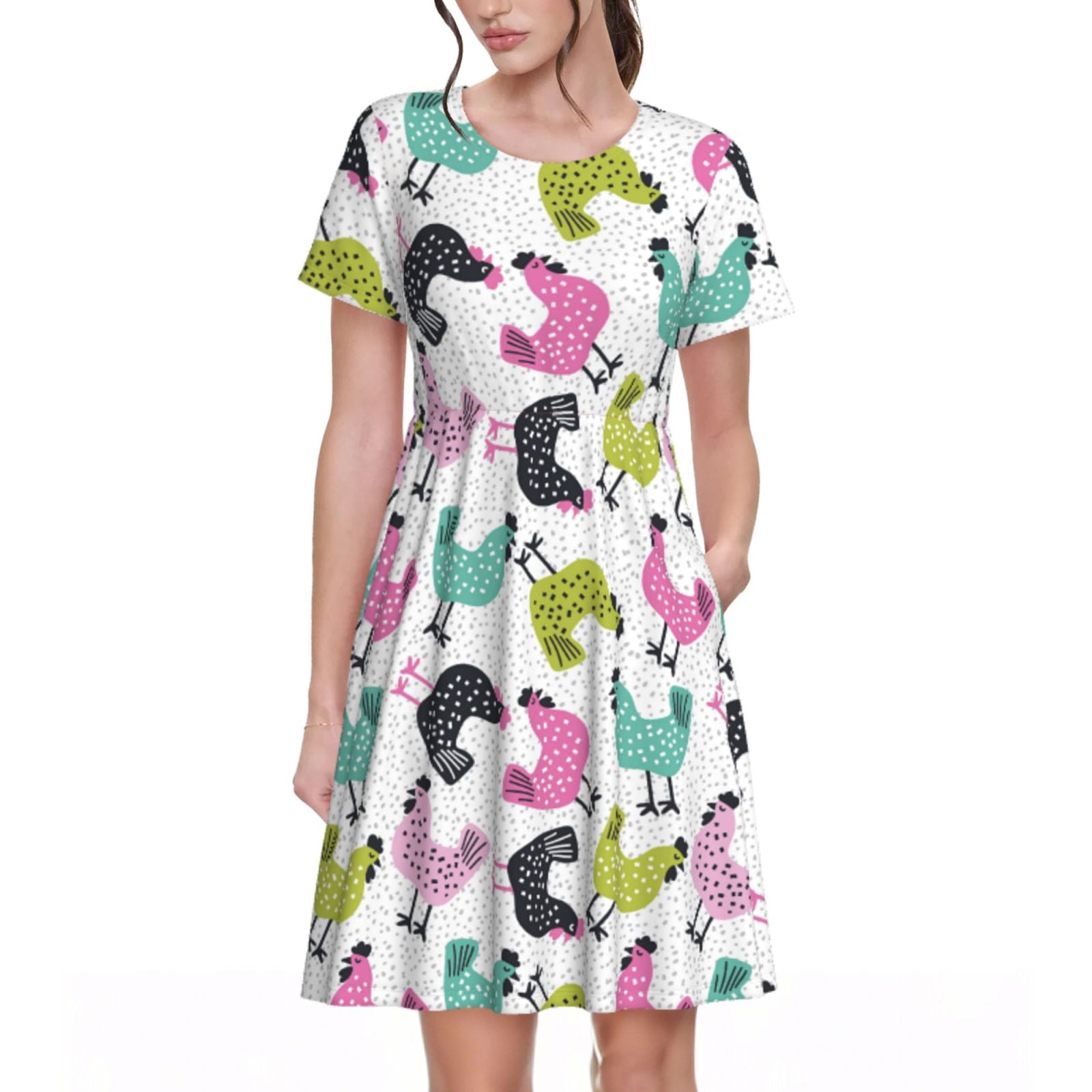 Spring Summer Dresses for Women 2025 - Bohemian Colorful Cute Chicken ...