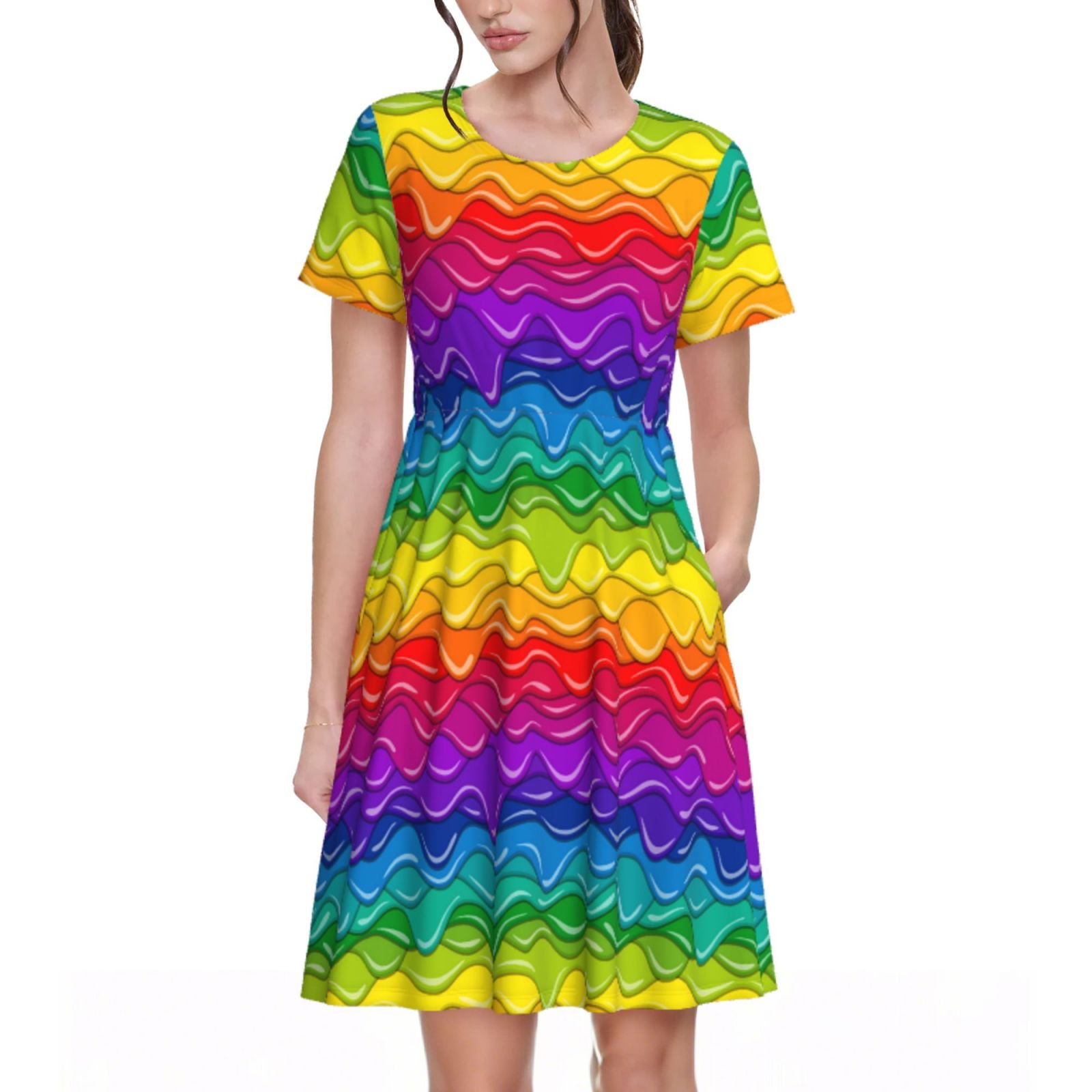 Spring Summer Dresses for Women 2025 - Bright Rainbow Beach Vacation ...