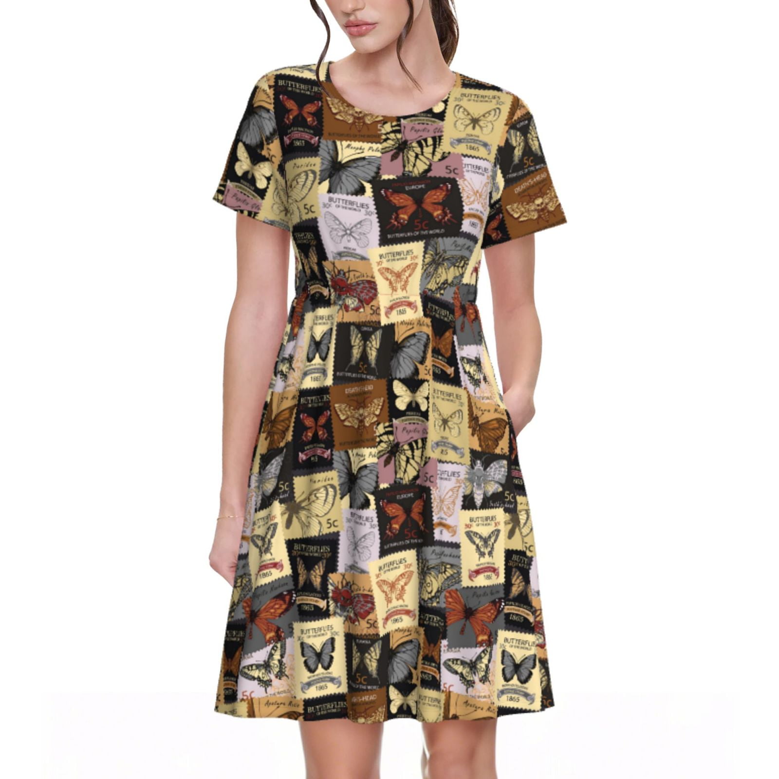 Spring Summer Dresses for Women 2025 - Butterfly Stamp Pattern Beach ...