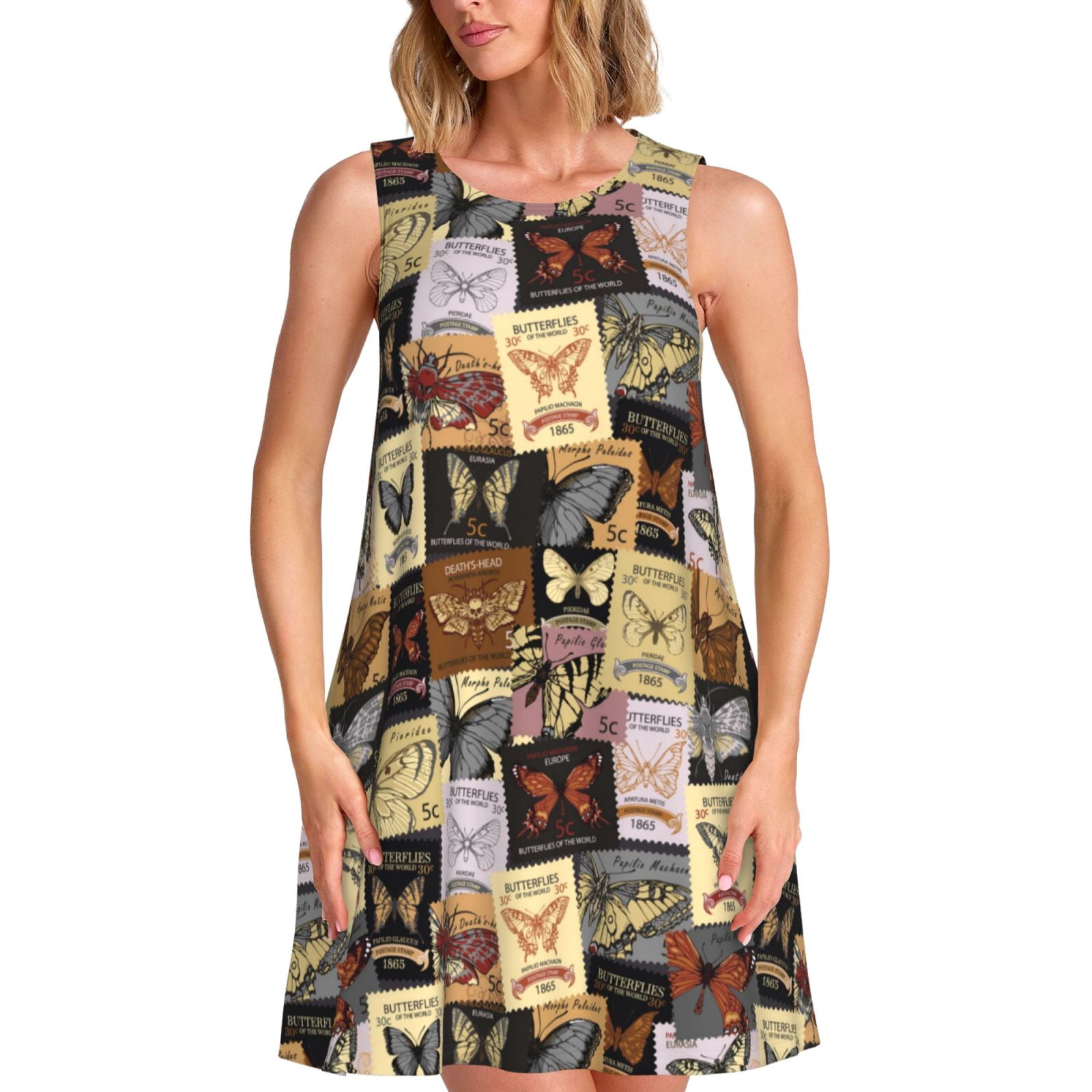 Spring Summer Dresses for Women 2025 - Butterfly Stamp Pattern Beach ...