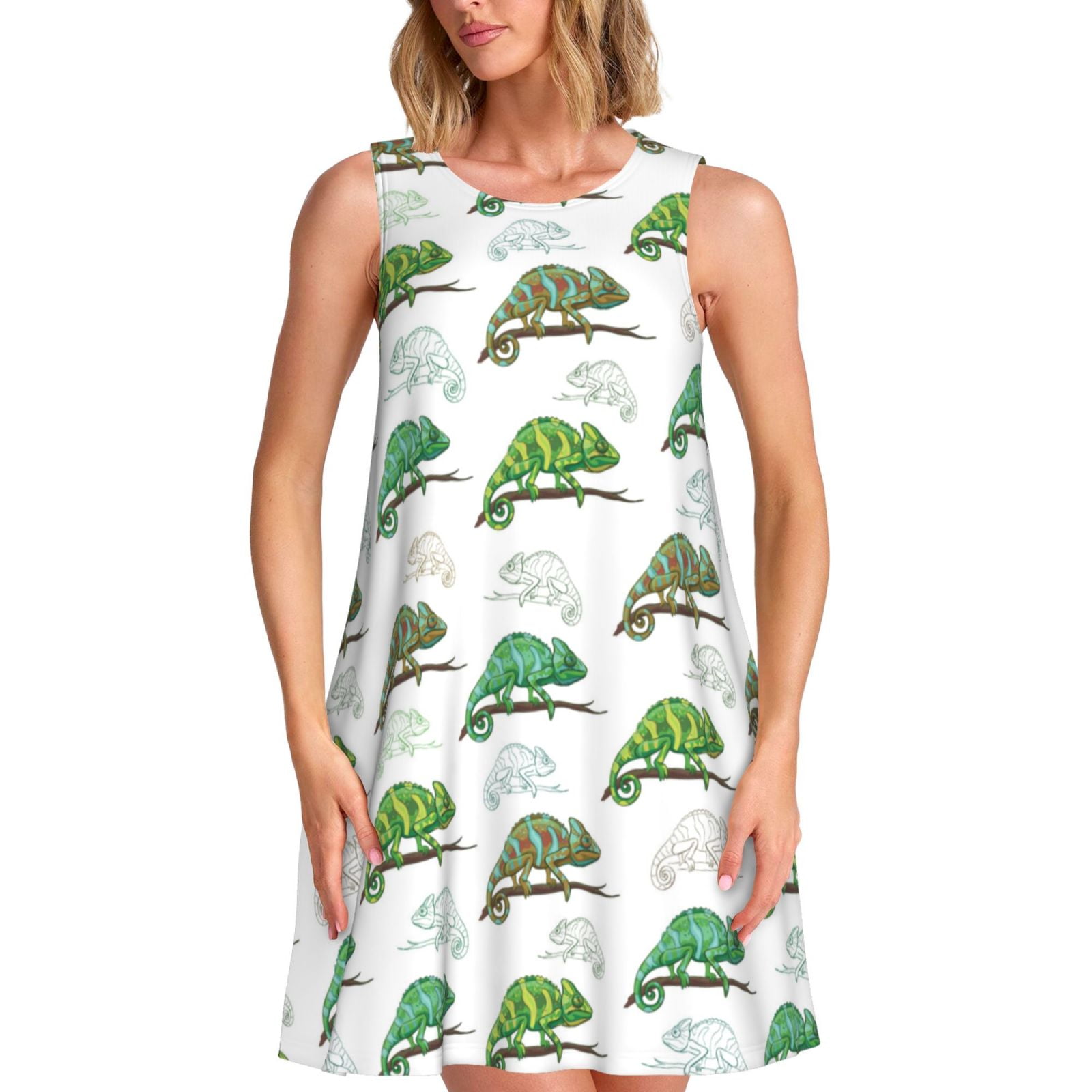 Spring Summer Dresses for Women 2025 - Cartoon Cute Lizard Chameleon ...