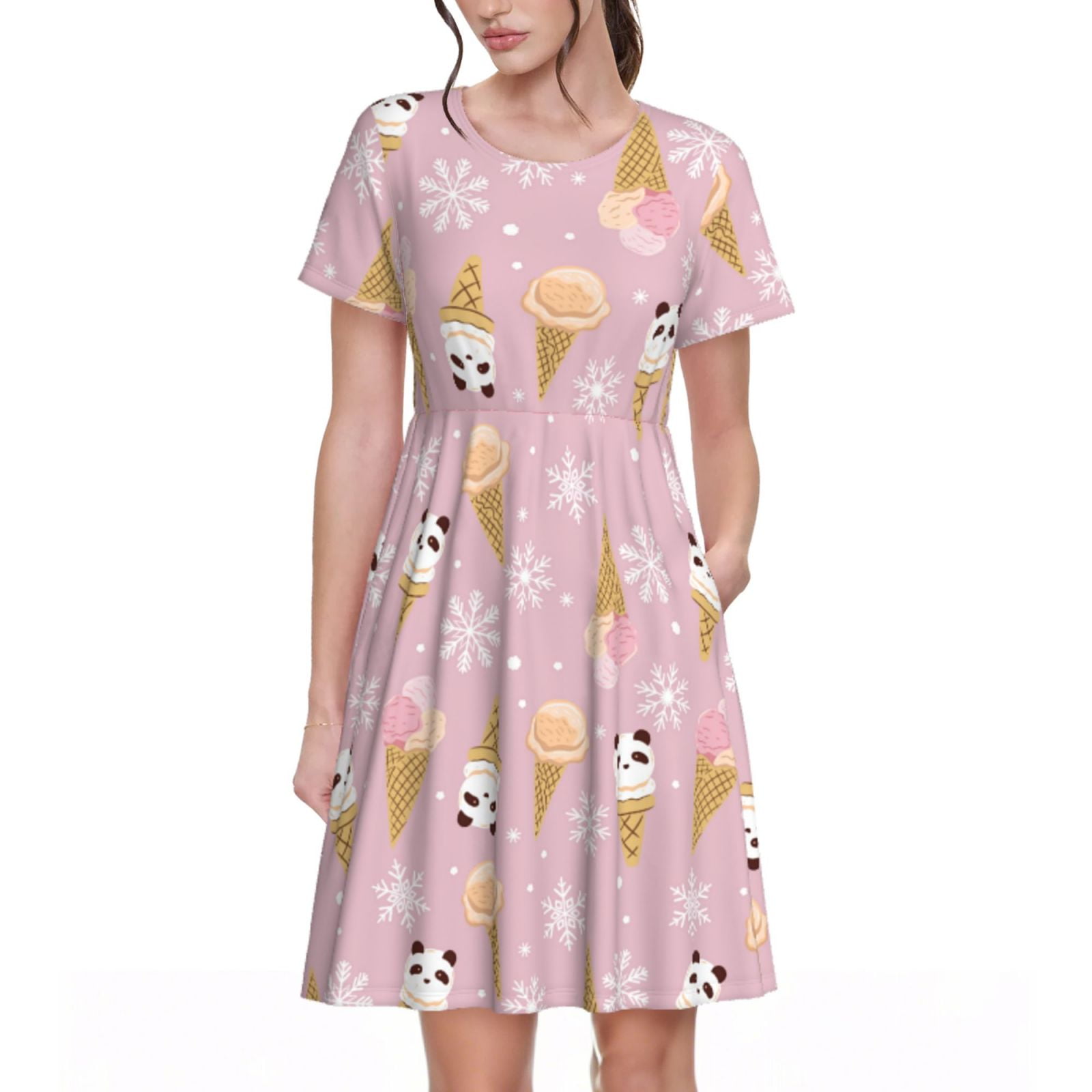 Spring Summer Dresses for Women 2025 - Cartoon Cute Panda Cone Pink ...