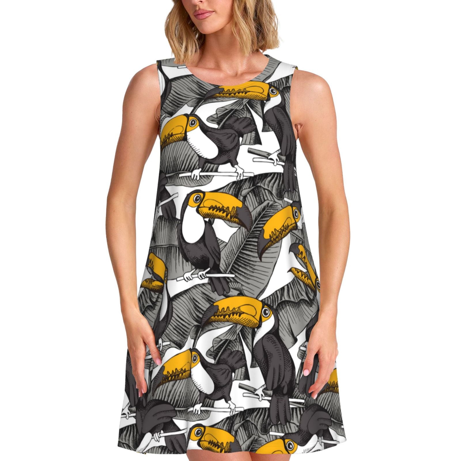 Spring Summer Dresses for Women 2025 - Cartoon Funny Toucan Bird Plant ...