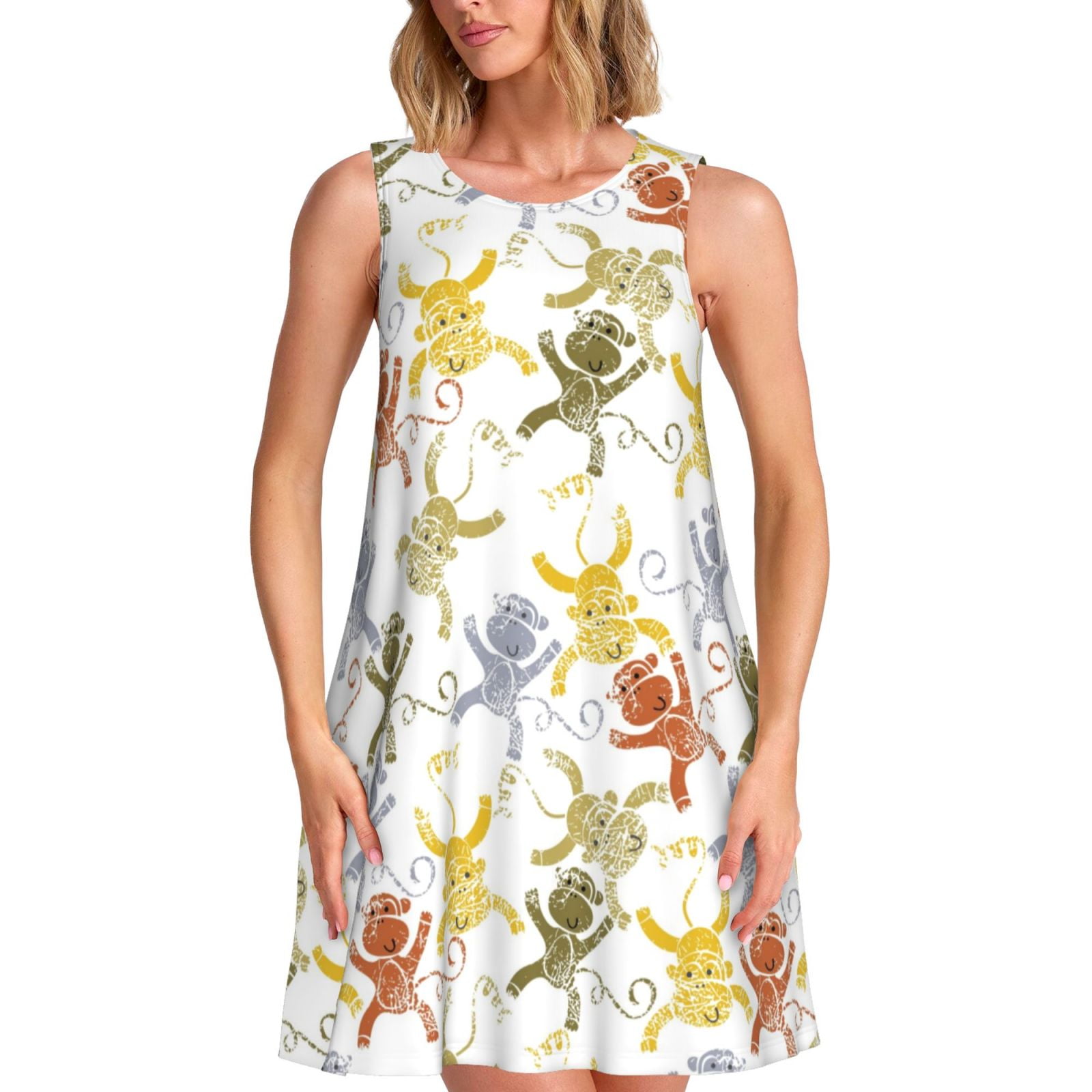 Spring Summer Dresses for Women 2025 - Cartoon Monkey Swimsuit Coverup ...