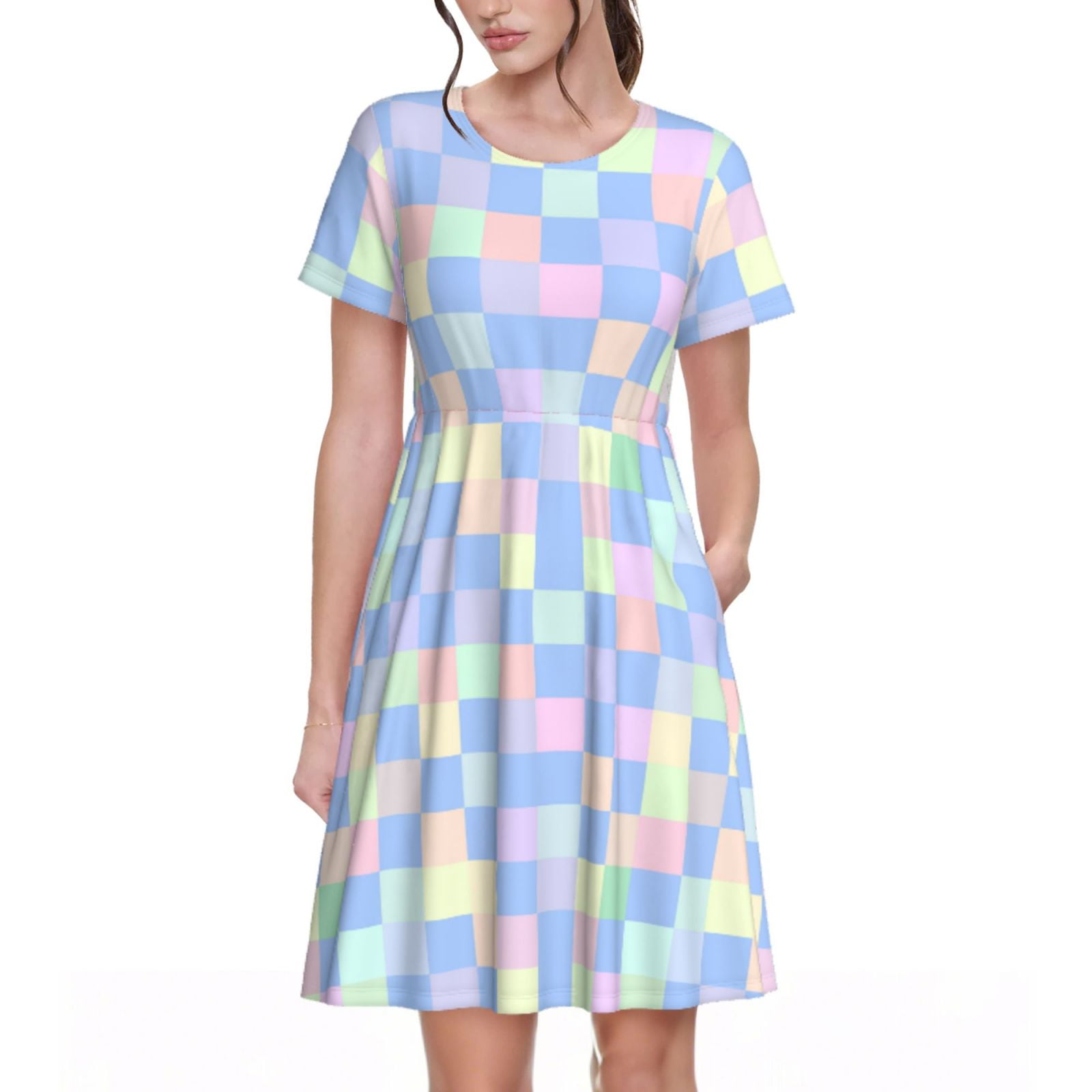 Spring Summer Dresses for Women 2025 - Checkered Style Pastel Colorful ...