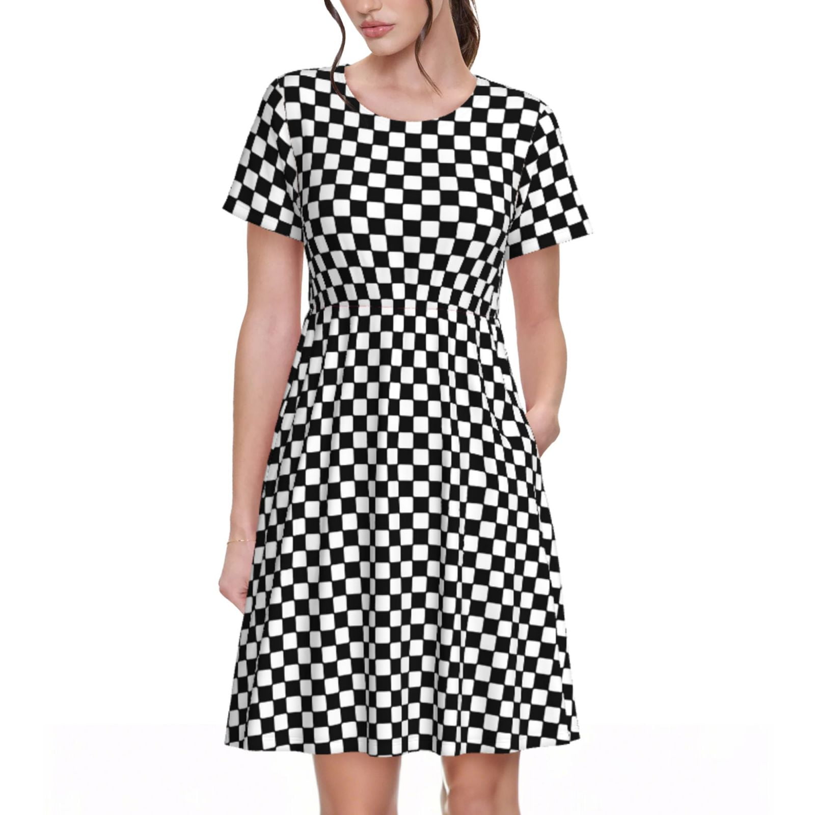 Spring Summer Dresses for Women 2025 - Chess Chessboard Pattern Beach ...