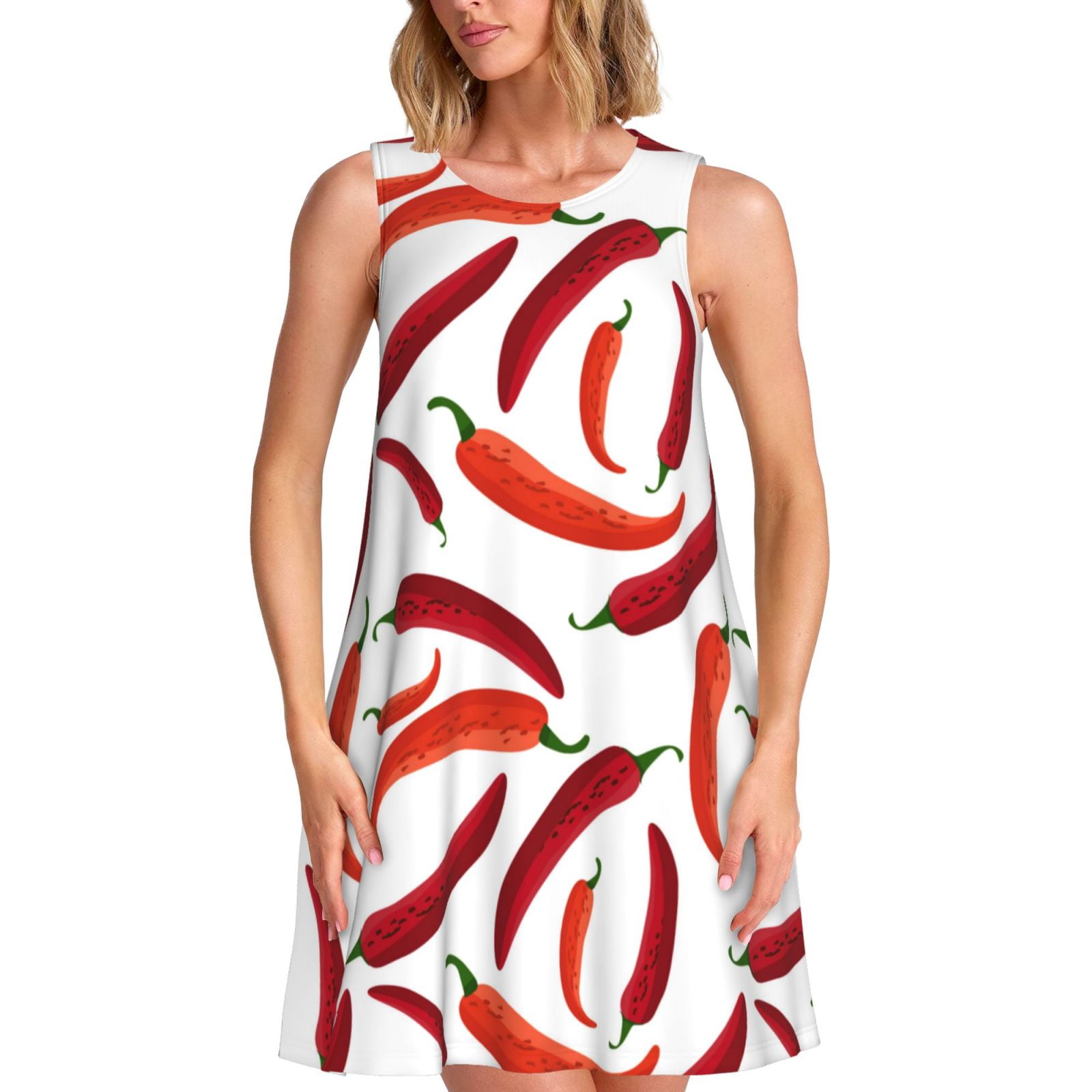 Spring Summer Dresses for Women 2025 - Chili Pepper Print Red Swimsuit ...
