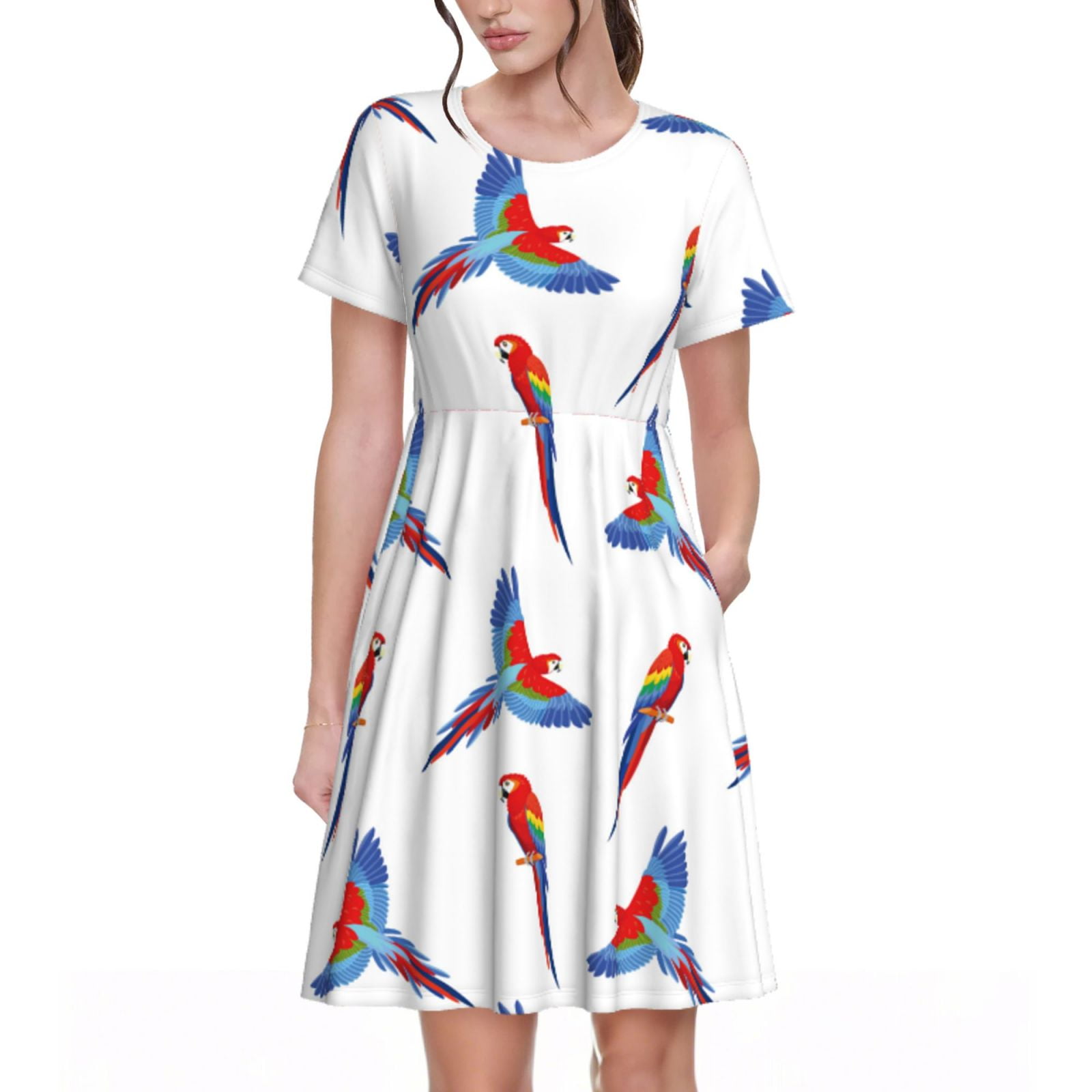 Spring Summer Dresses for Women 2025 - Colorful Cute Macaw Parrot Beach ...
