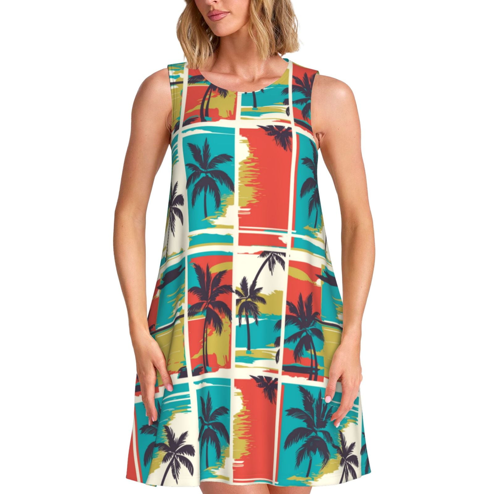 Spring Summer Dresses for Women 2025 - Colorful Hawaii Palms(1 ...