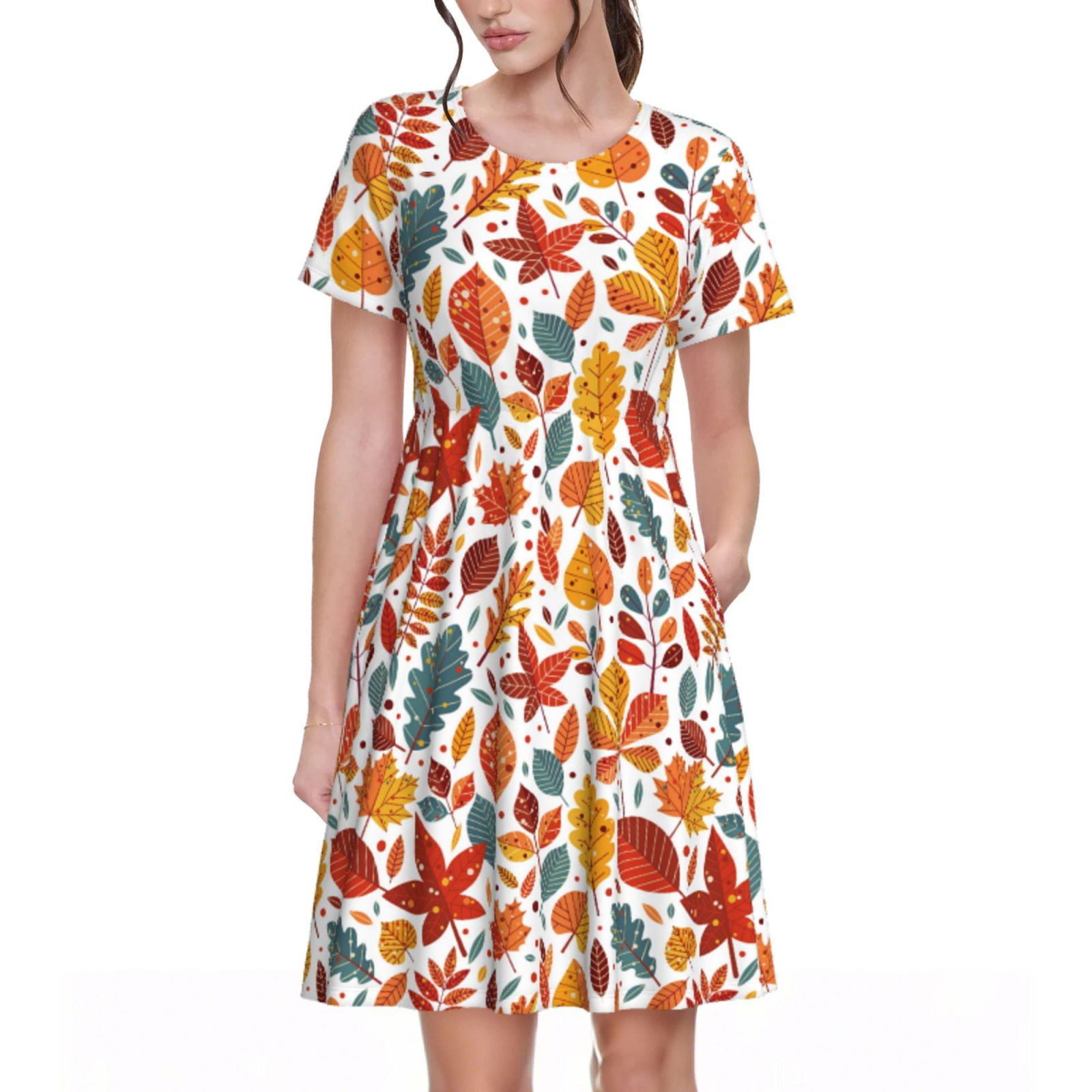 Spring Summer Dresses for Women 2025 - Colorful Maple Leaves Wedding ...