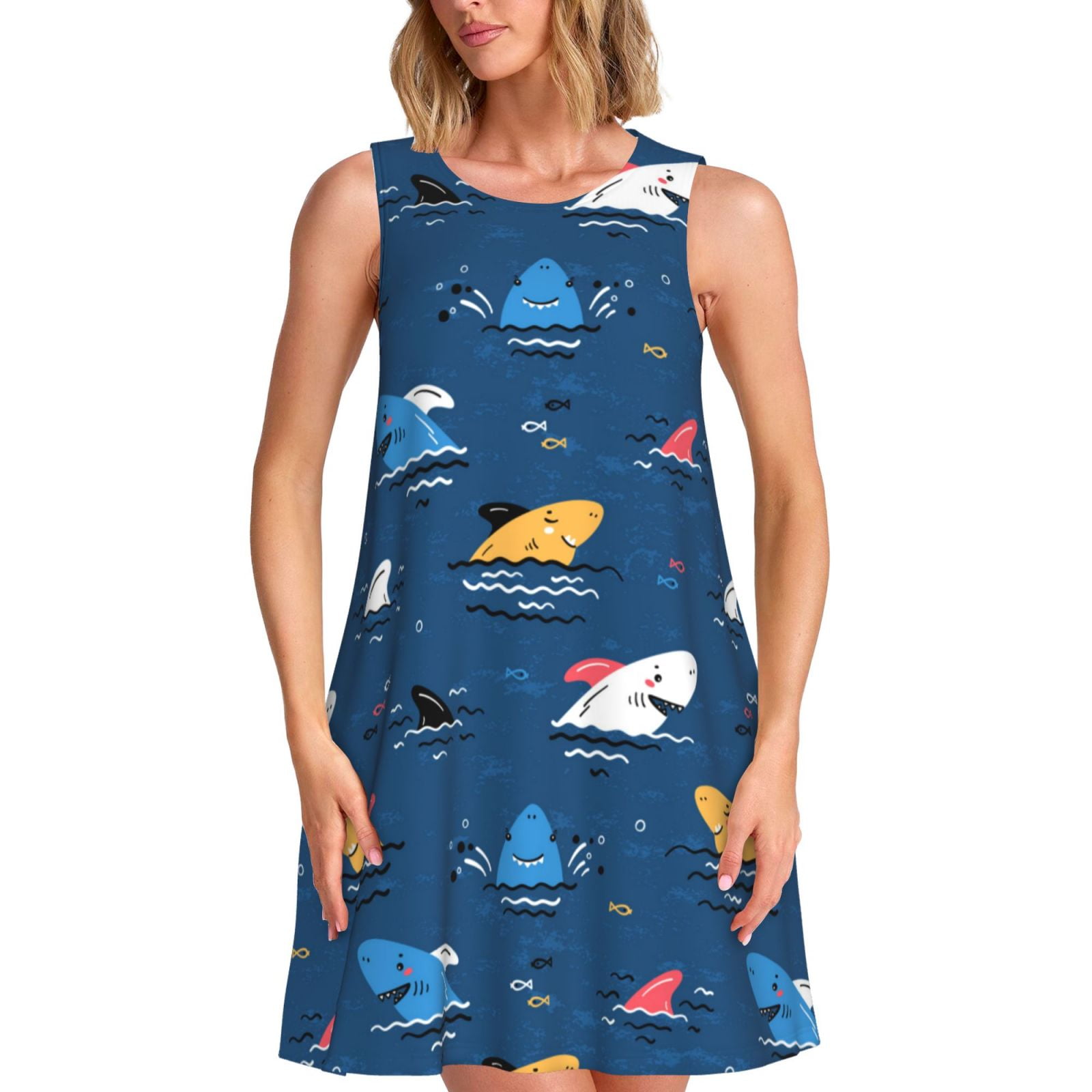 Spring Summer Dresses for Women 2025 - Colorful Ocean Shark Swimsuit ...