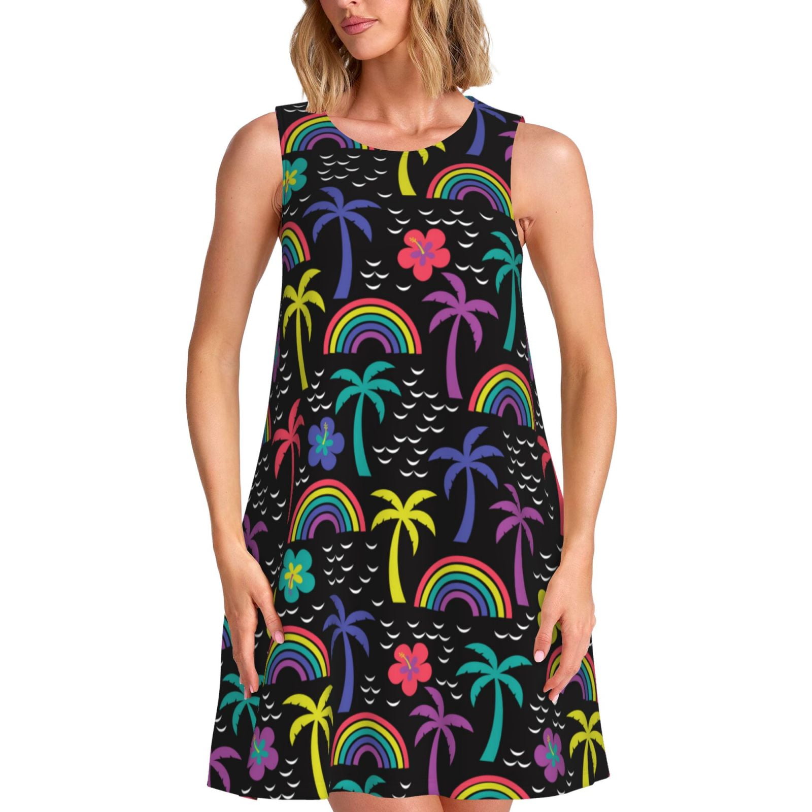 Spring Summer Dresses for Women 2025 - Colorful Palms Beach Vacation ...