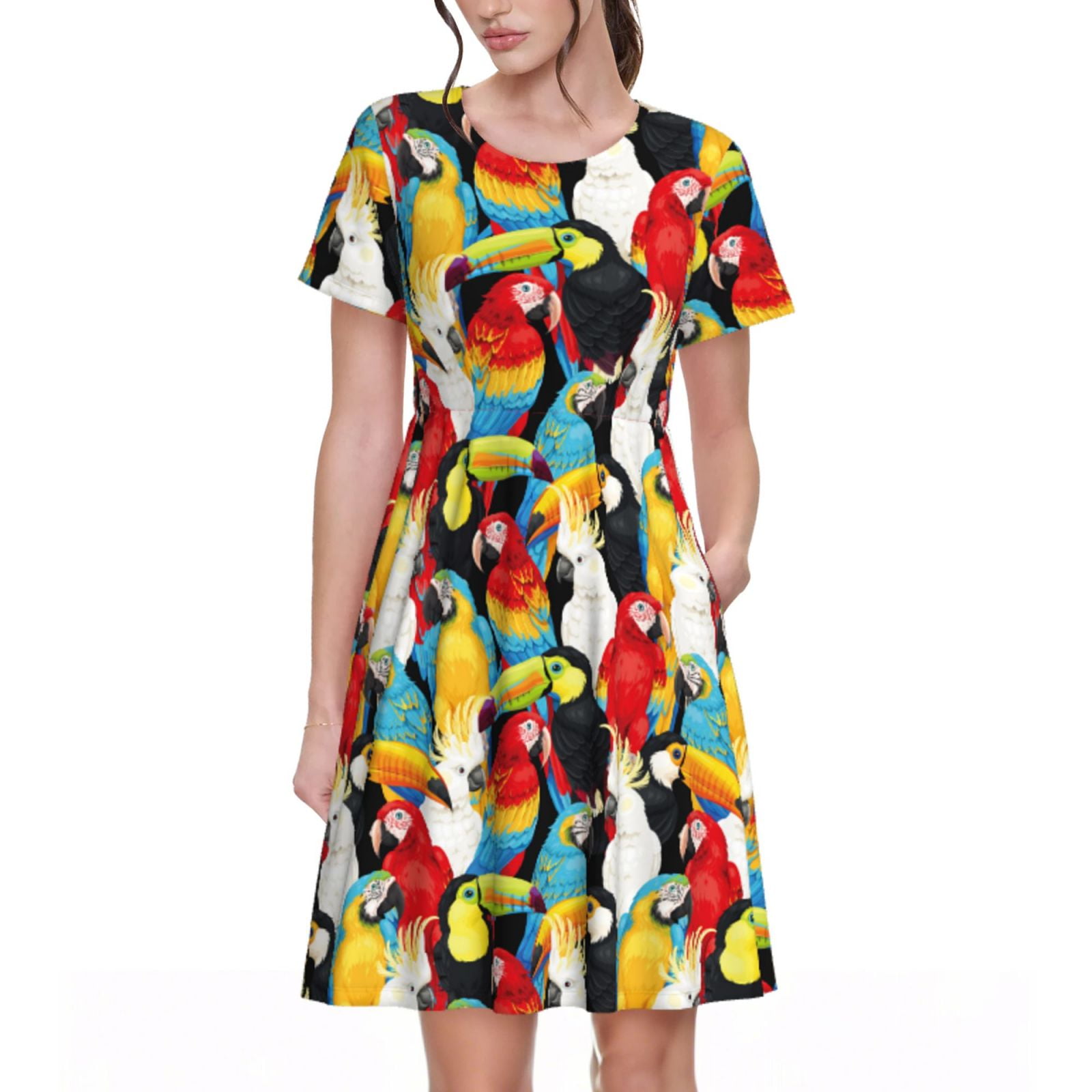 Spring Summer Dresses for Women 2025 - Colorful Parrot Toucan Cockatoo ...