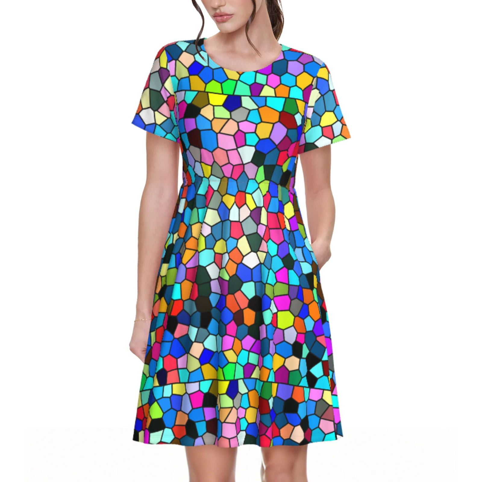 Spring Summer Dresses for Women 2025 - Colorful Tie Dye Stained Glass A ...