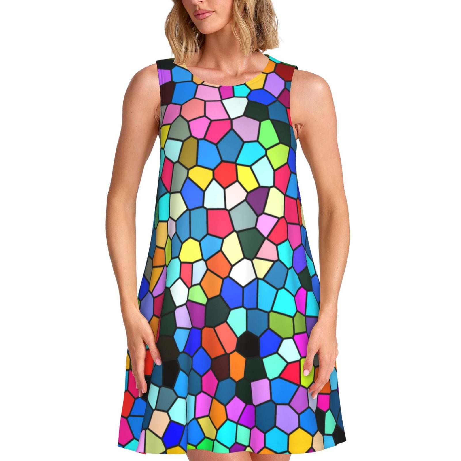 Spring Summer Dresses for Women 2025 - Colorful Tie Dye Stained Glass A ...