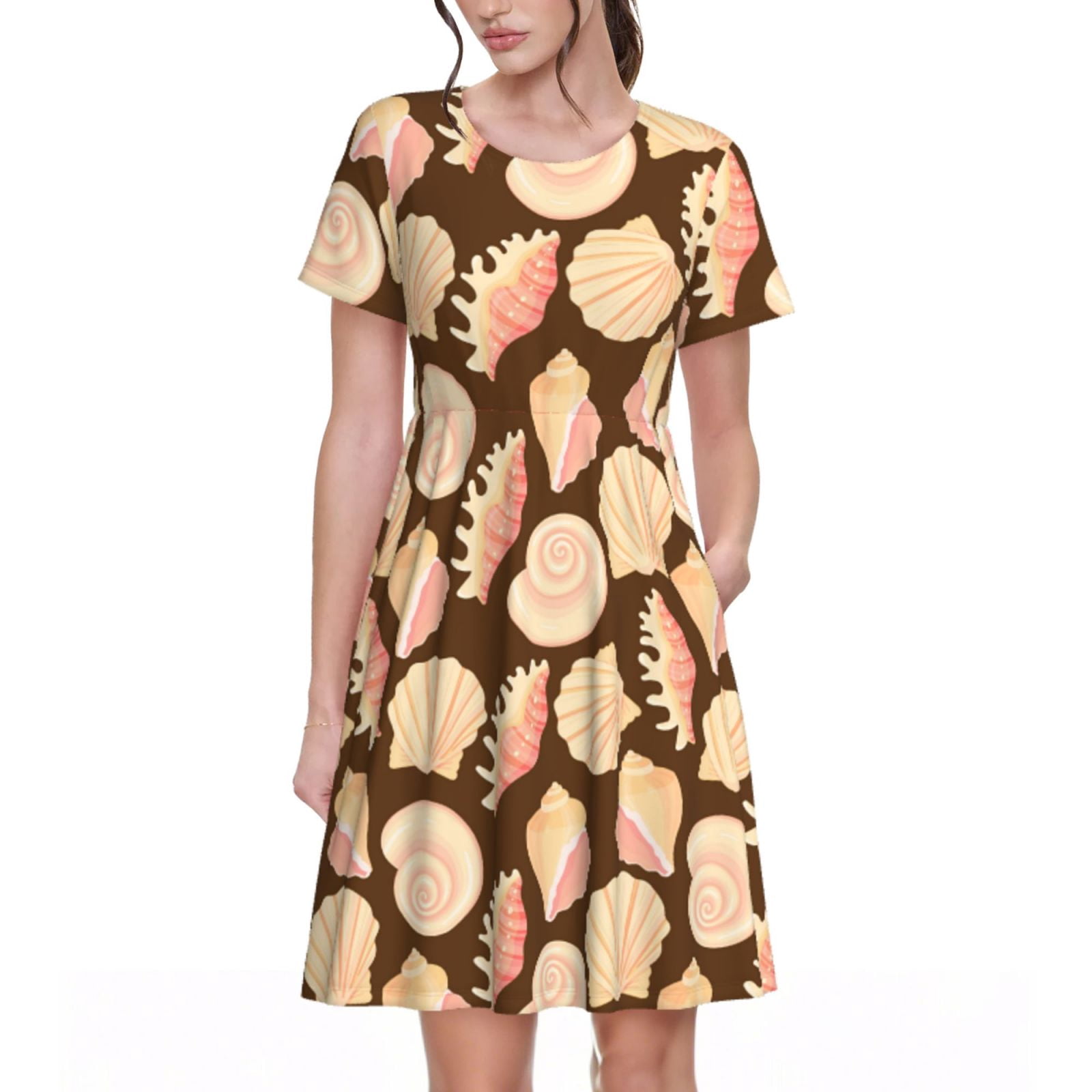 Spring Summer Dresses for Women 2025 - Conch Shells Print No.9052 Beach ...
