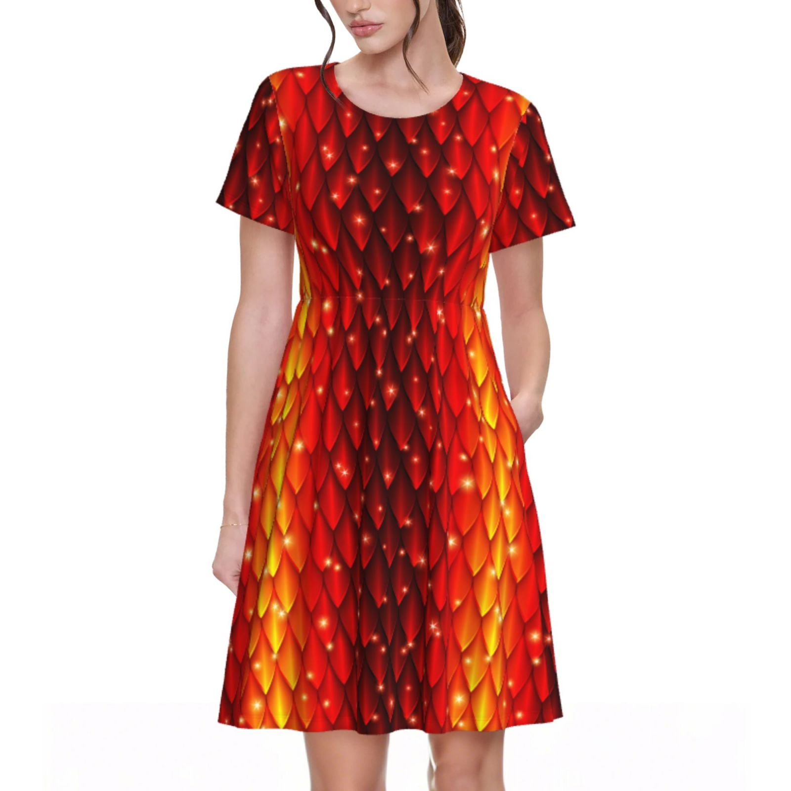 Spring Summer Dresses for Women 2025 - Cool Red Dragon Skin Scale Beach ...