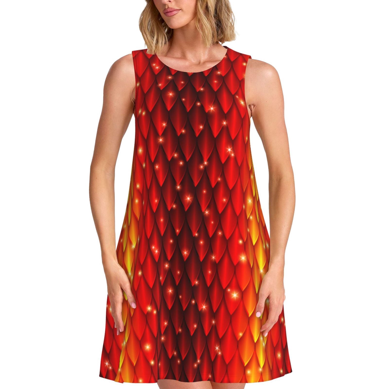 Spring Summer Dresses for Women 2025 - Cool Red Dragon Skin Scale Beach ...