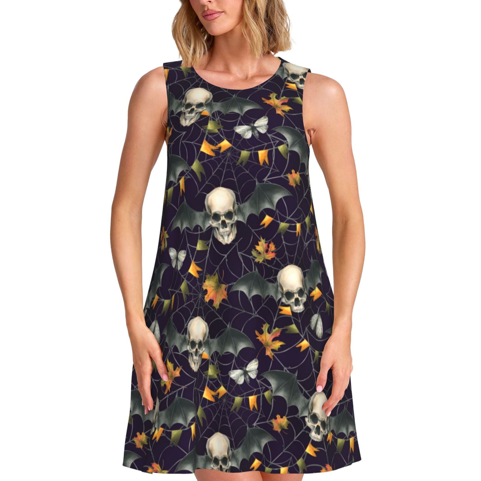 Spring Summer Dresses for Women 2025 - Cool Skull Bat Garlands Cobwebs ...