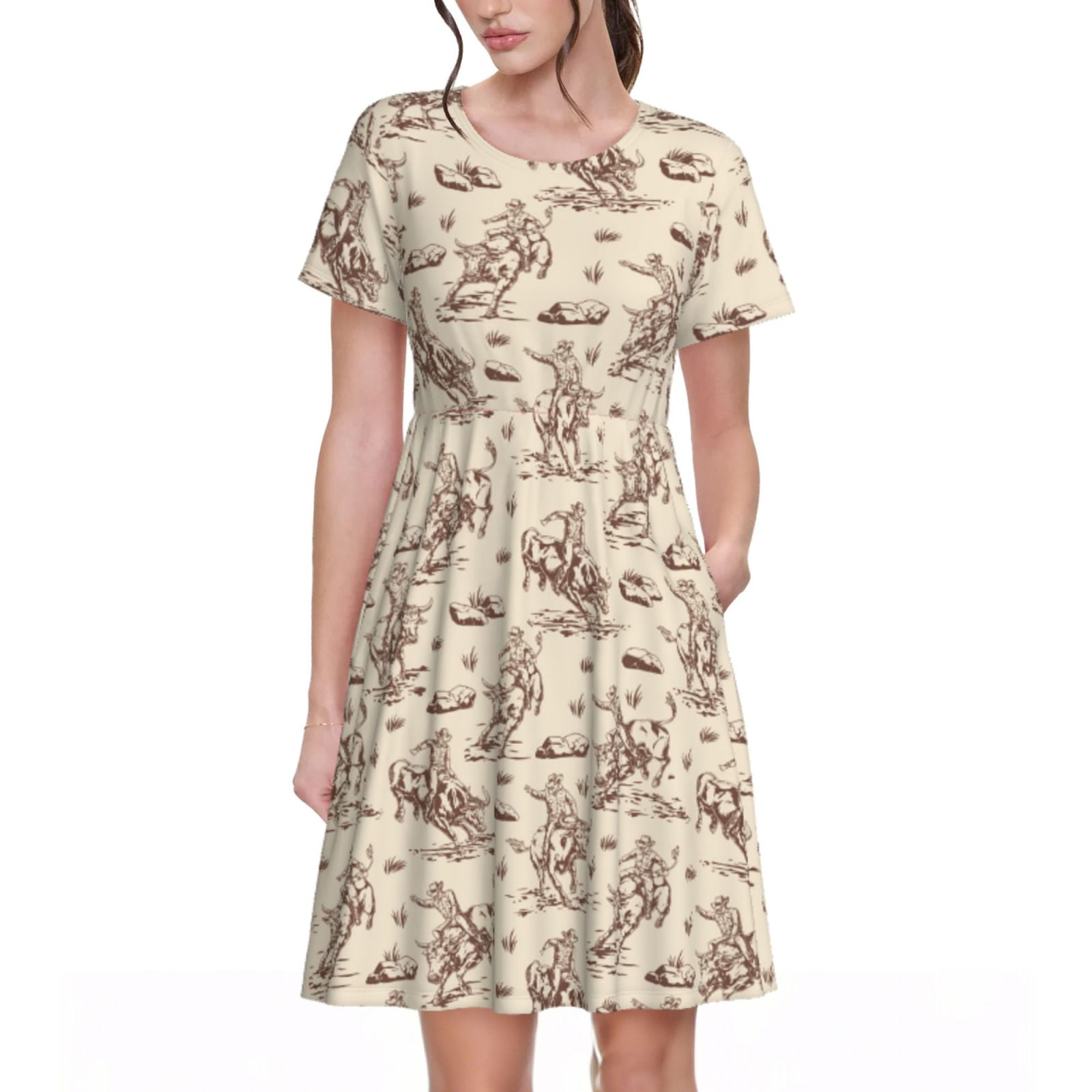 Spring Summer Dresses for Women 2025 - Cowboy Sitting On Cow Back ...