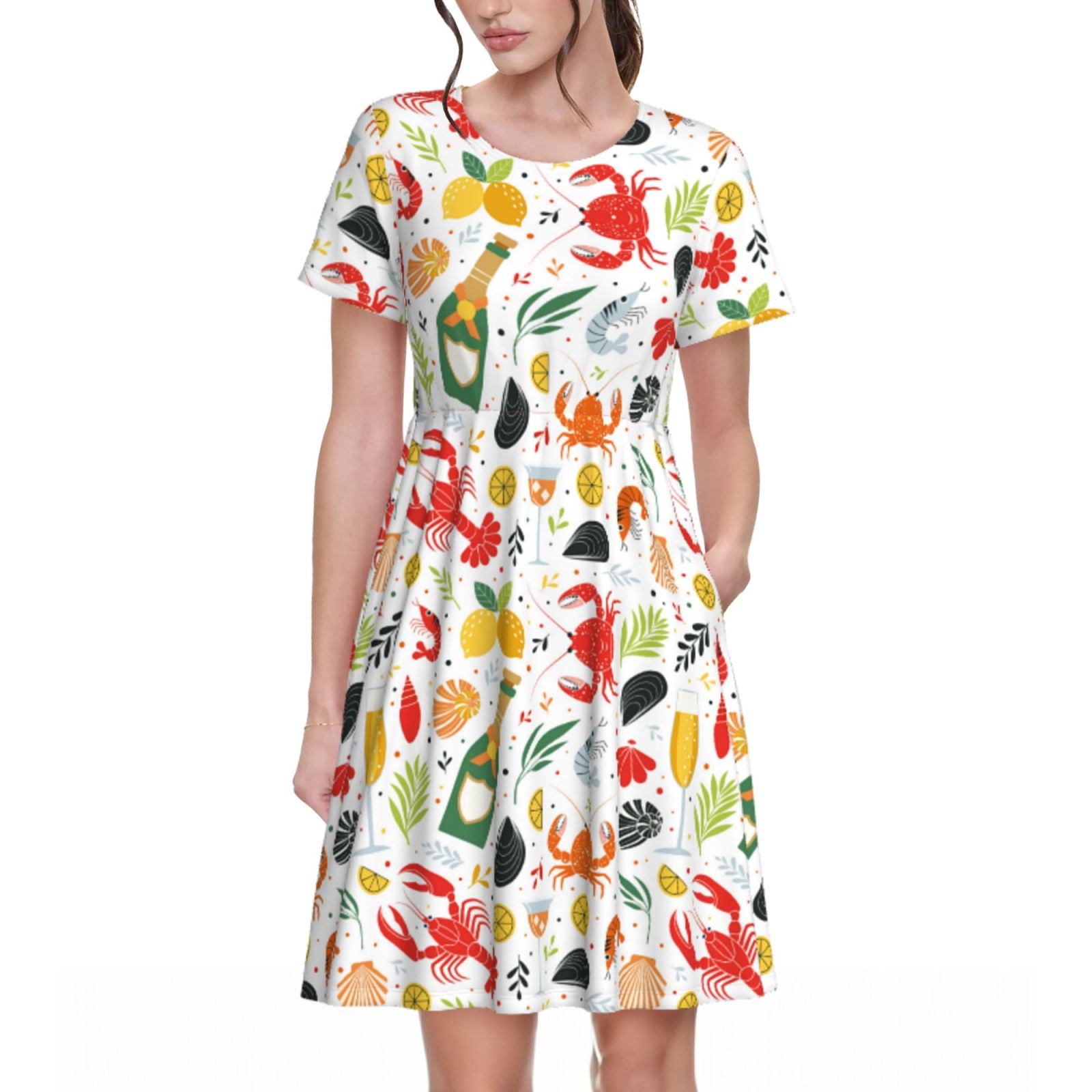 Spring Summer Dresses for Women 2025 - Crabs Shrimps Beach Vacation ...