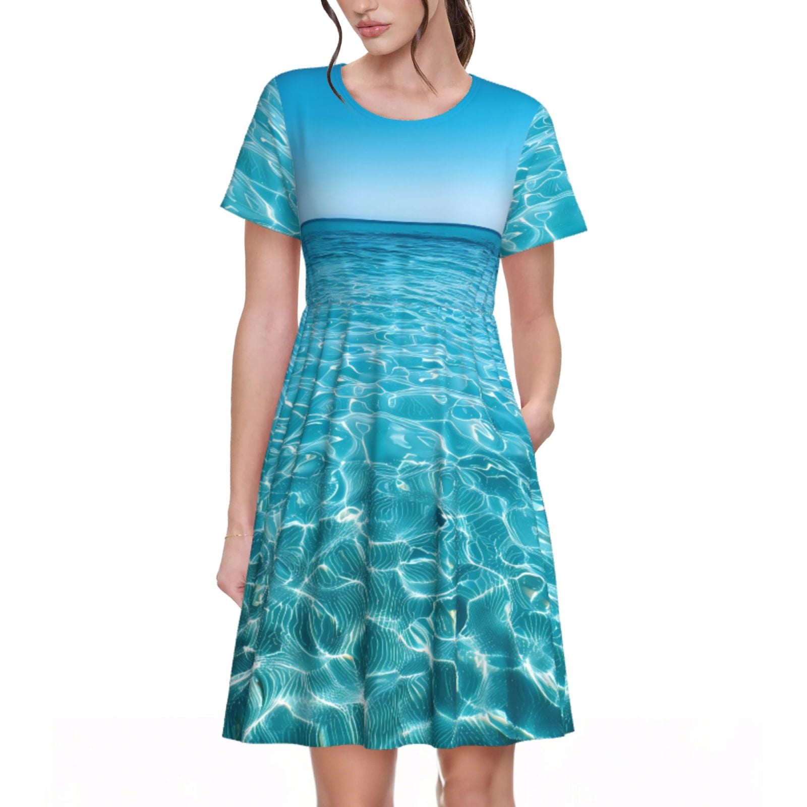 Spring Summer Dresses for Women 2025 - Crystal Clear Ocean Waves Beach ...