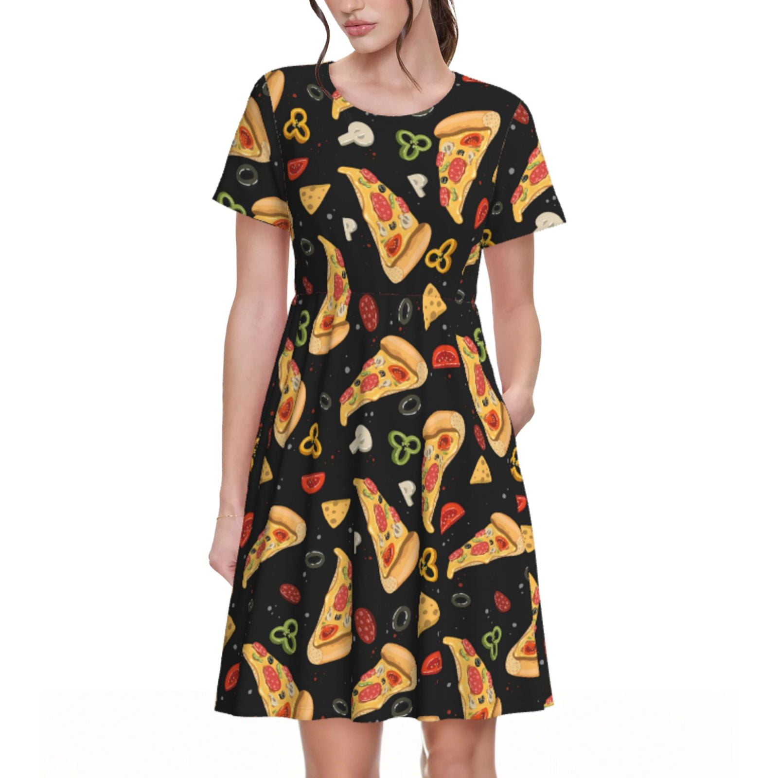Spring Summer Dresses for Women 2025 - Cute Pizza Cheese Pepper Beach ...