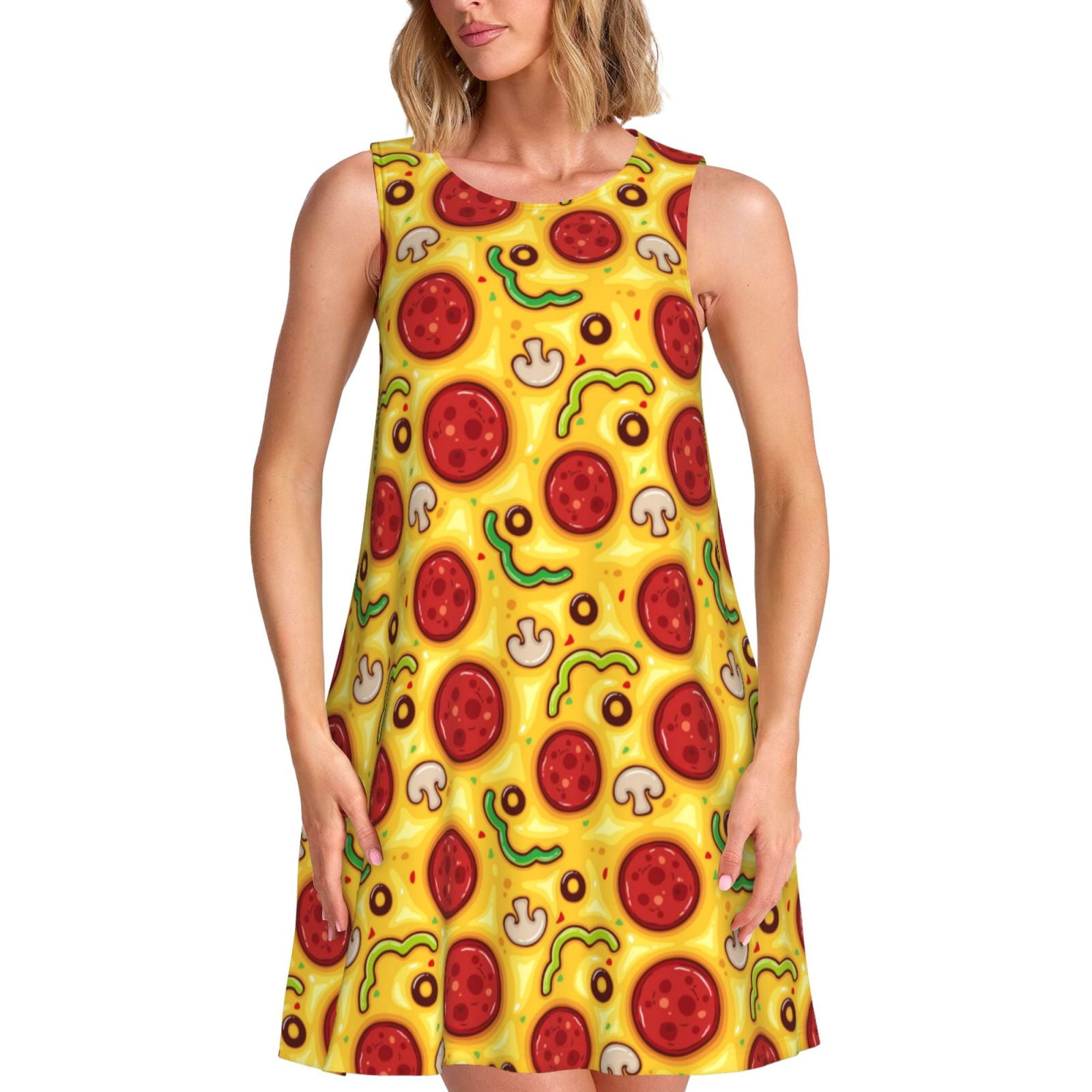 Spring Summer Dresses for Women 2025 - Cute Pizza Mushrooms Pepper ...