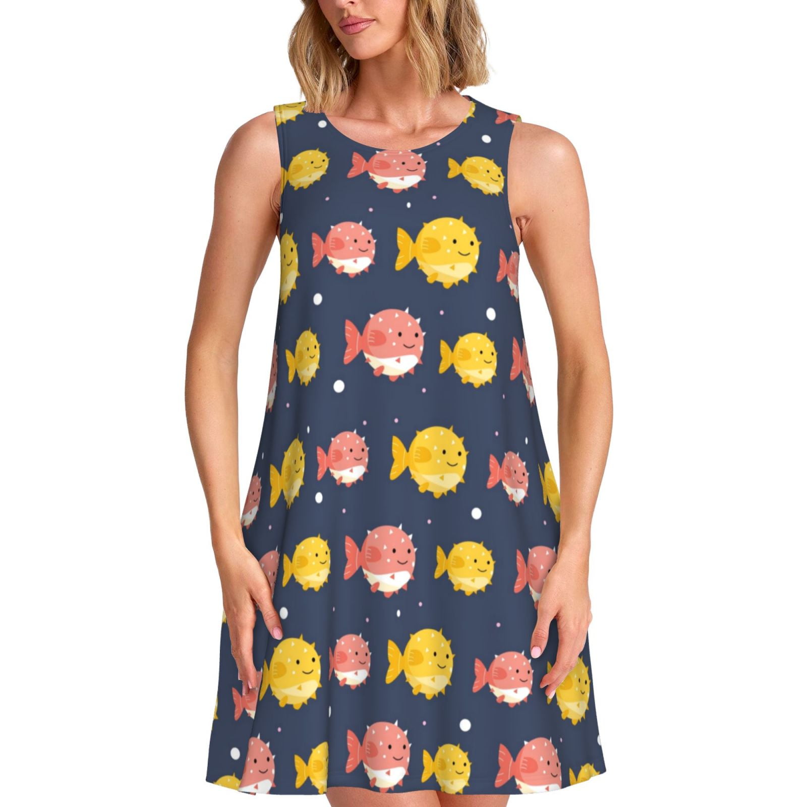 Spring Summer Dresses for Women 2025 - Cute Puffer Fish Beach Vacation ...