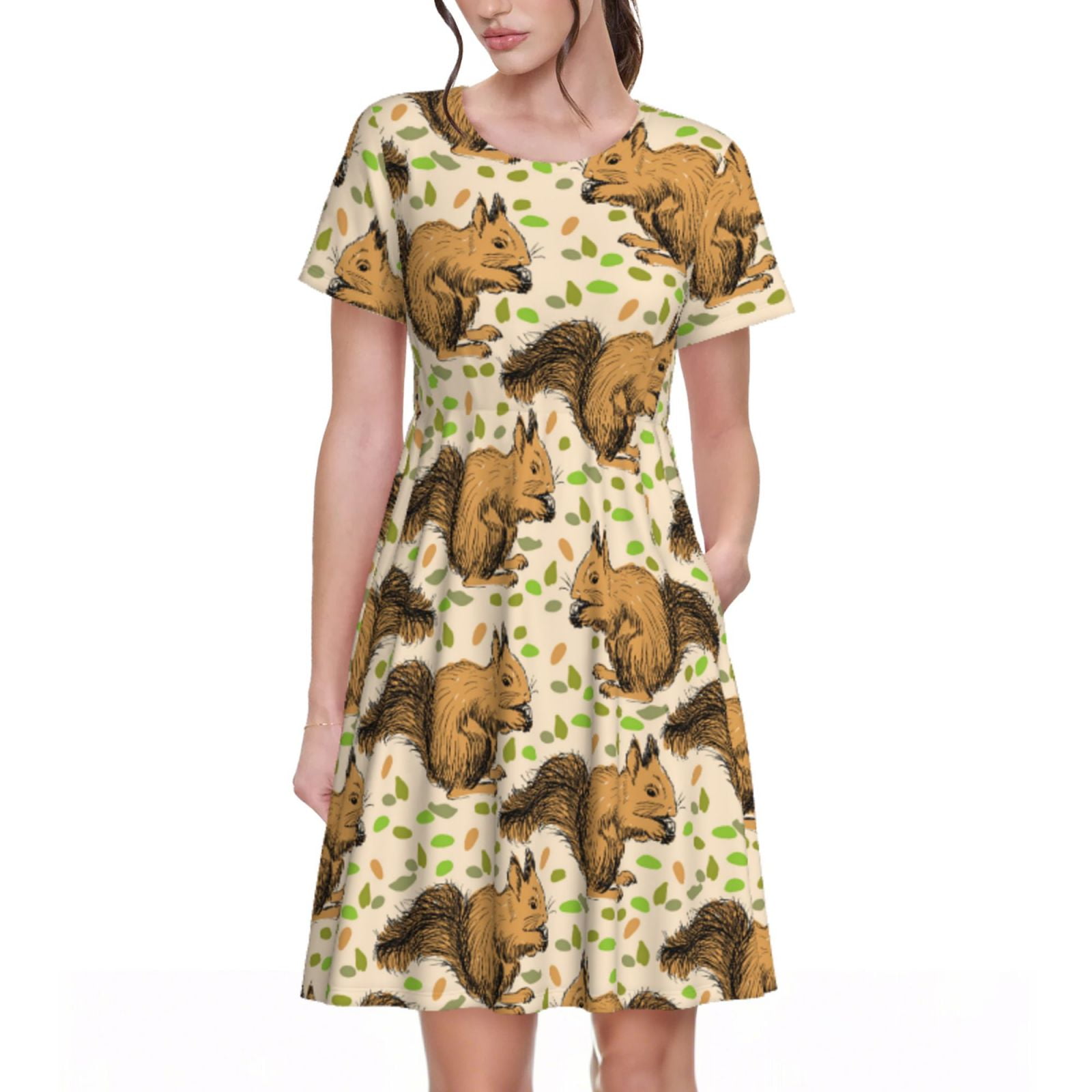 Spring Summer Dresses for Women 2025 - Cute Squirrel With Green Leaves ...