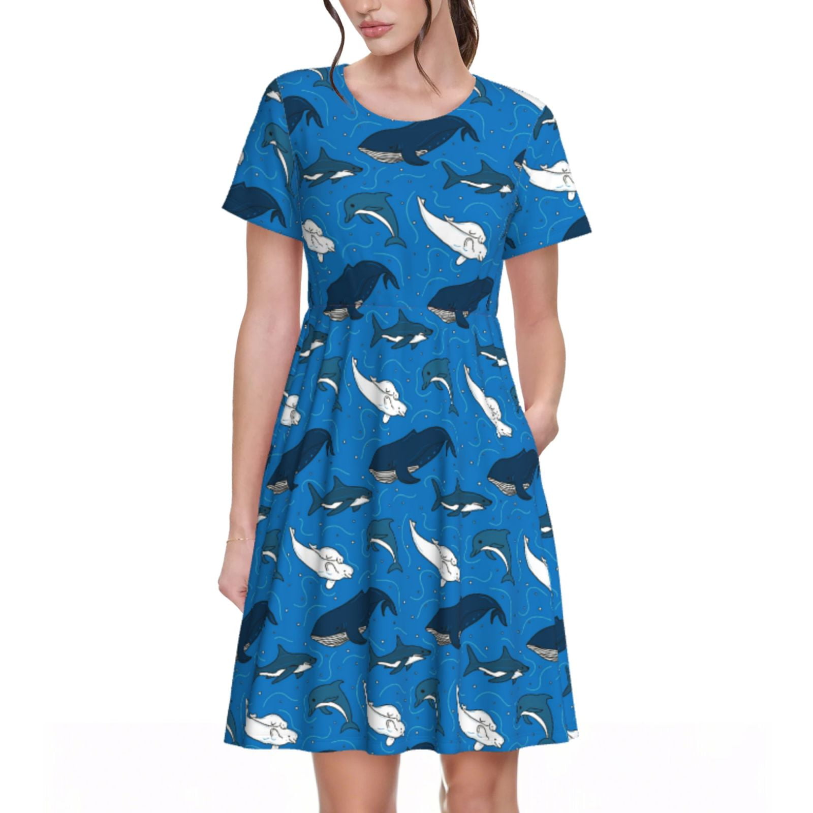 Spring Summer Dresses for Women 2025 - Cute Whale Dolphin Shark Beach ...