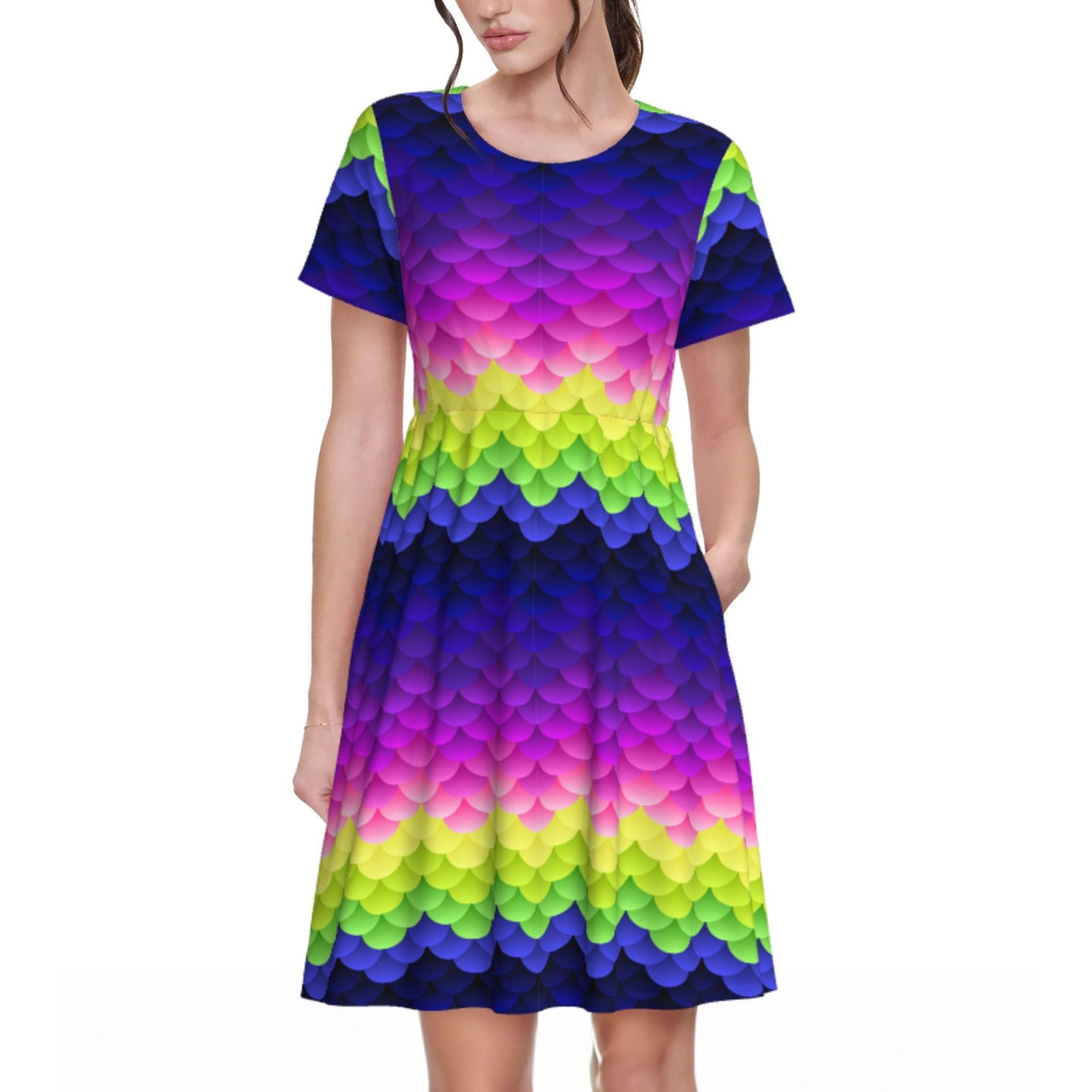 Spring Summer Dresses for Women 2025 - Dark Bright Blue Pink Blobs ...