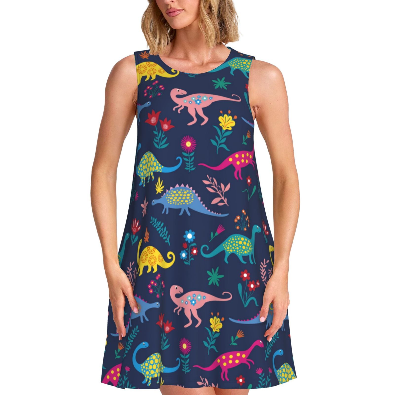 Spring Summer Dresses for Women 2025 - Dinosaur Flowers Swimsuit ...