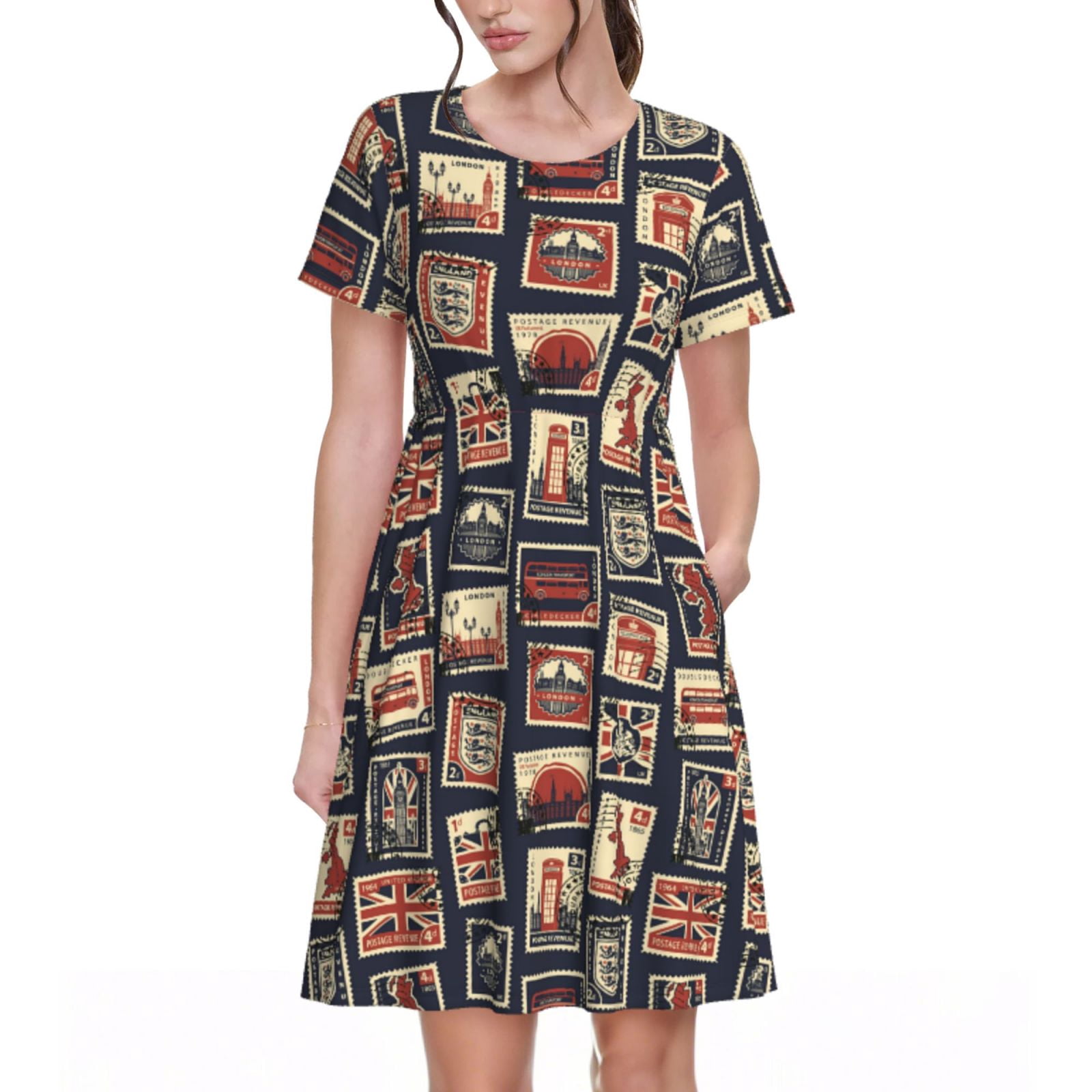 Spring Summer Dresses for Women 2025 - England Stamps Pattern Beach ...