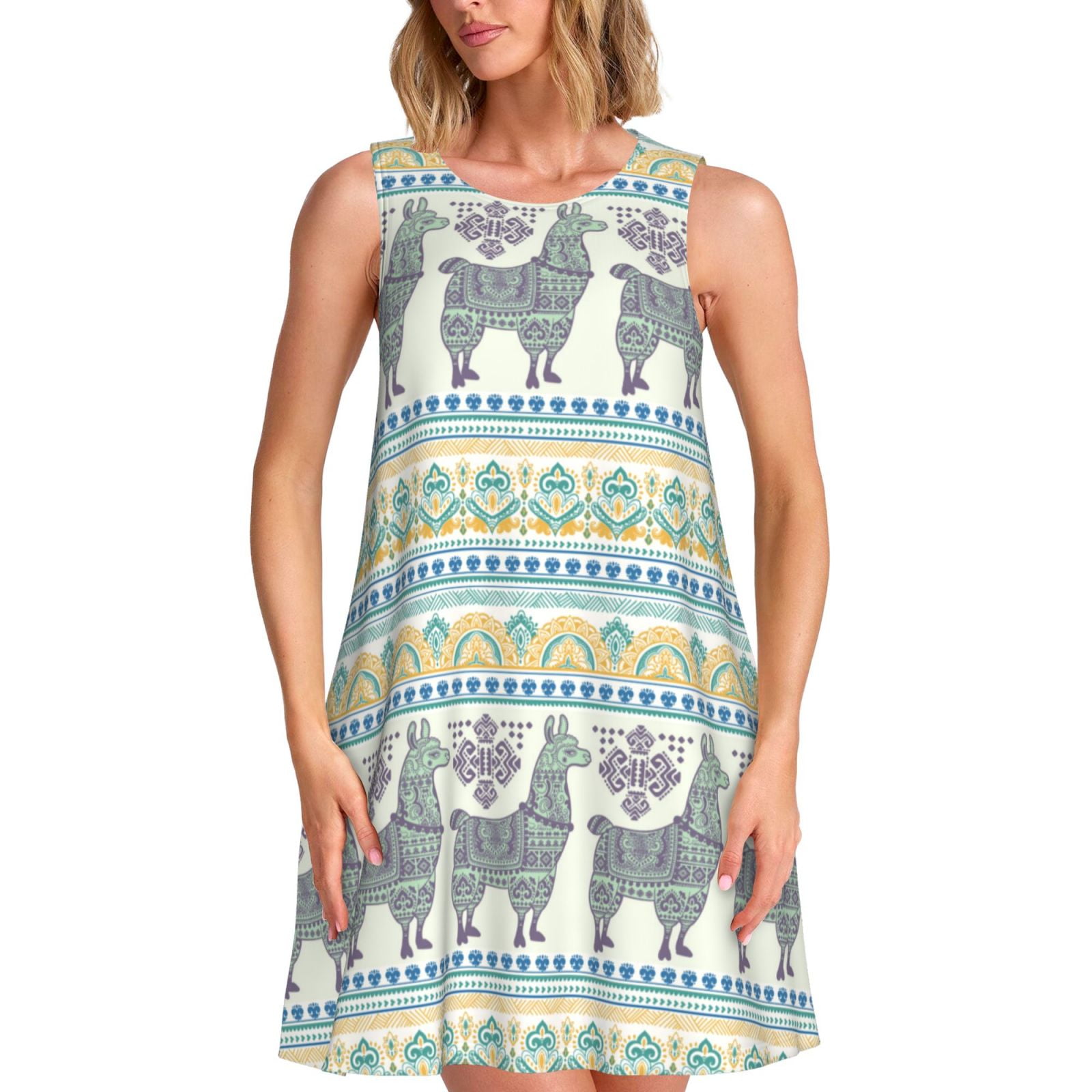 Spring Summer Dresses for Women 2025 - Exotic Cute Alpaca Llama Vintage ...