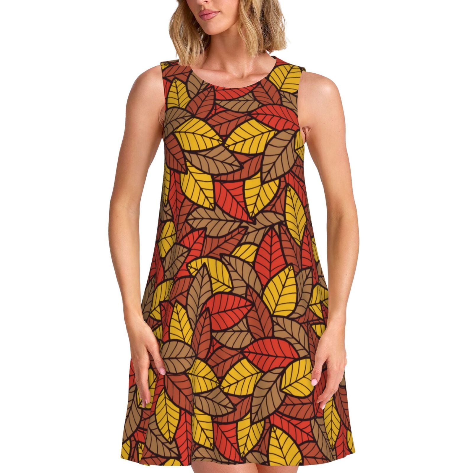 Spring Summer Dresses for Women 2025 - Fall Leaves Beach Vacation ...