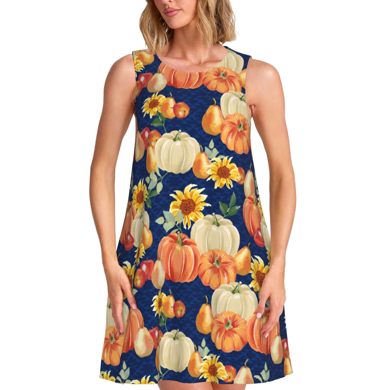Spring Summer Dresses for Women 2025 - Fall Pumpkin Daisy Beach ...
