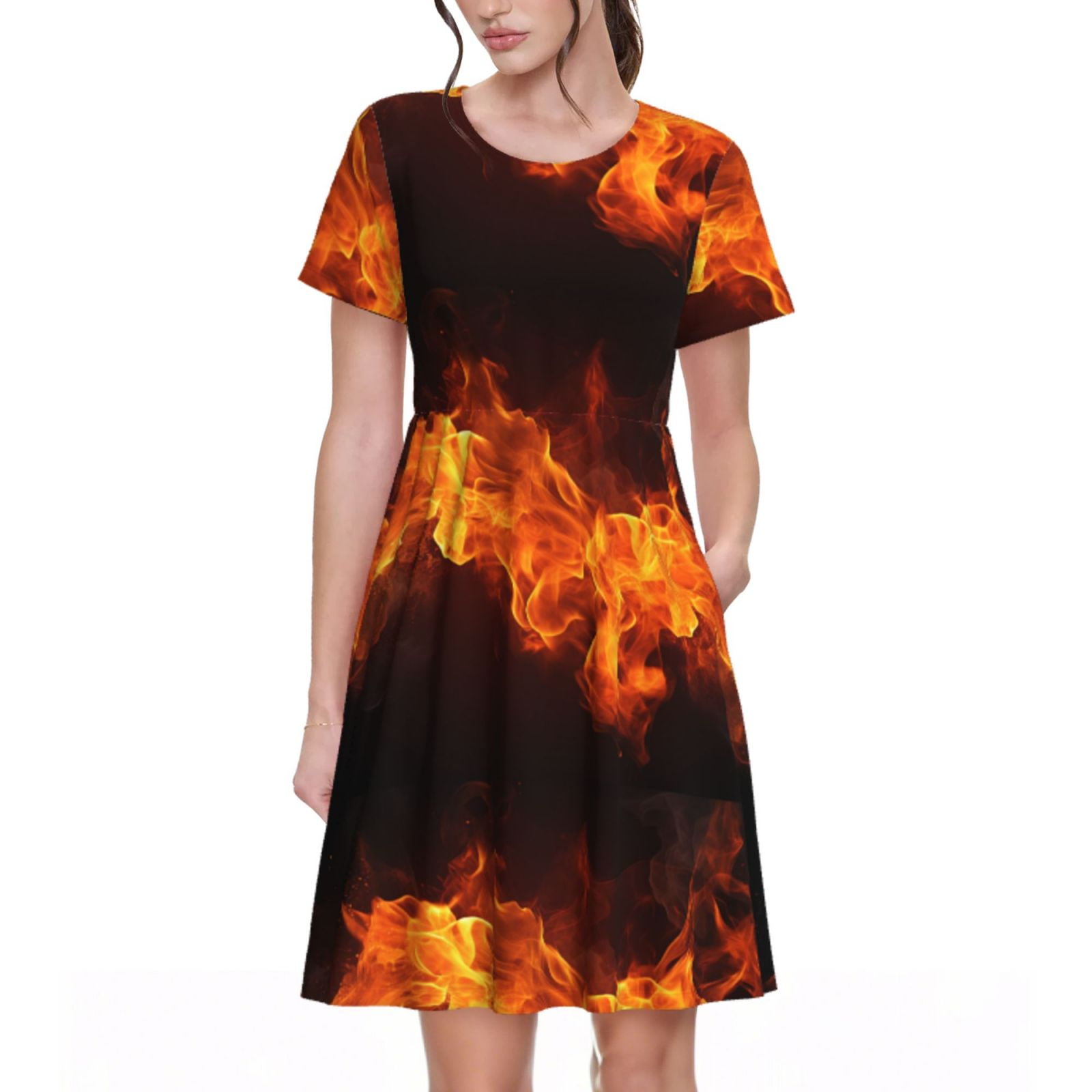 Spring Summer Dresses for Women 2025 - Fiery Orange Flames Energy ...