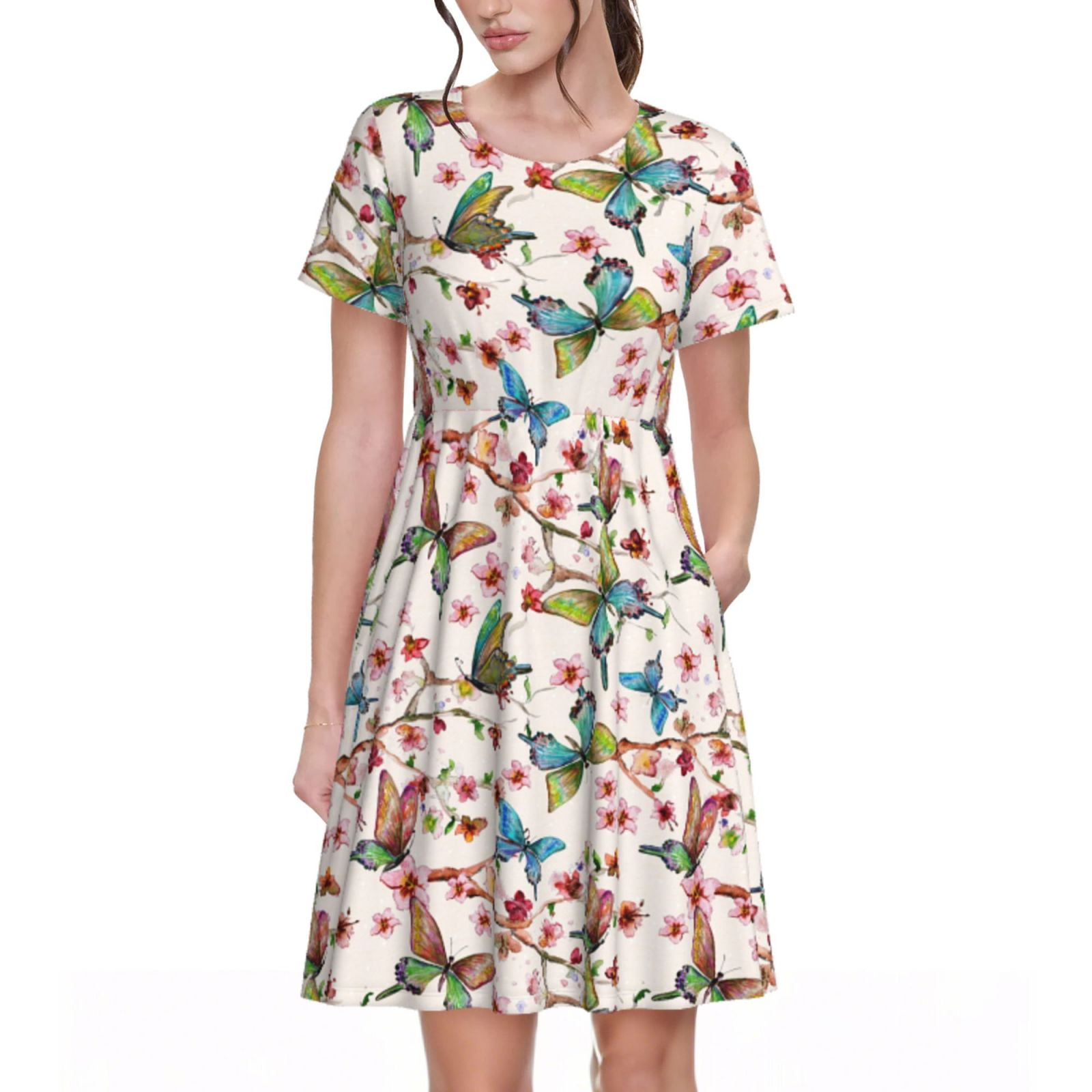Spring Summer Dresses for Women 2025 - Floral With Butterflies Beach ...