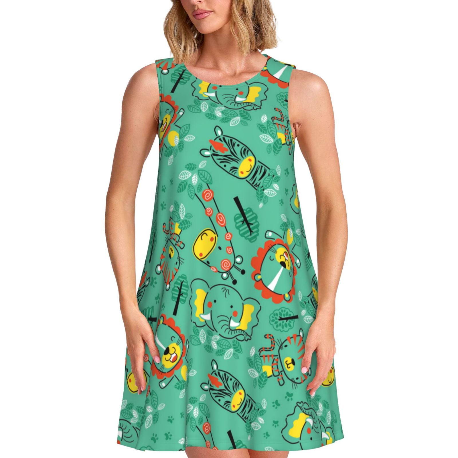 Spring Summer Dresses for Women 2025 - Funny Animals In Jungle Beach ...